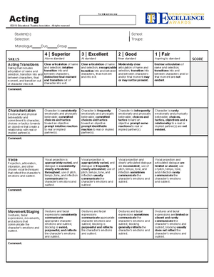 Musical Theatre Rubric - Musical ©2019 Educational Theatre Association ...
