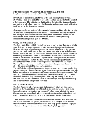Visualchecklist - Checklist for shooting film. - VISUAL CHECKLIST The ...