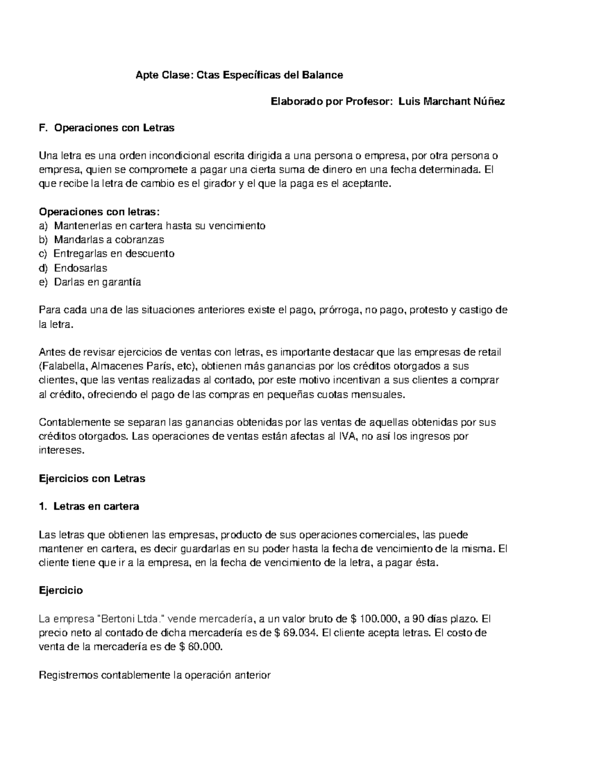 CONTABILIDAD 1 - Operaciones Con Letras - Apte Clase: Ctas Específicas ...