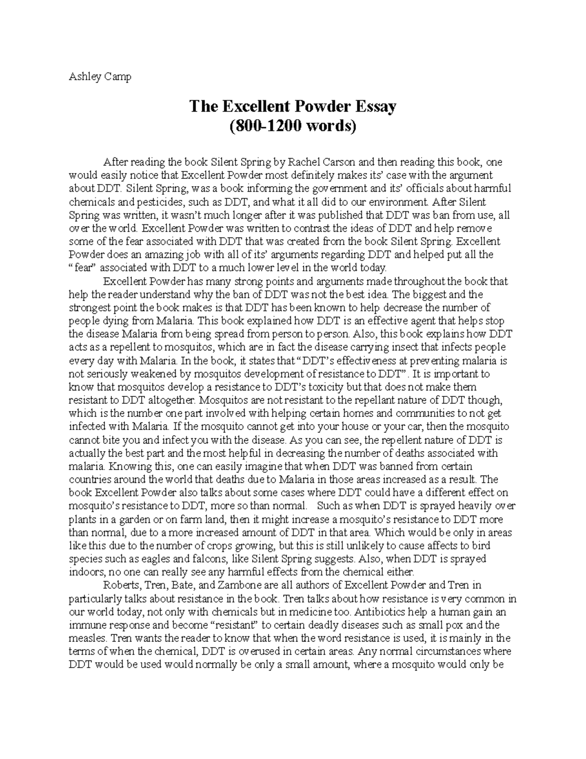 2 Excellent Powder Essay - Ashley Camp The Excellent Powder Essay (800 ...