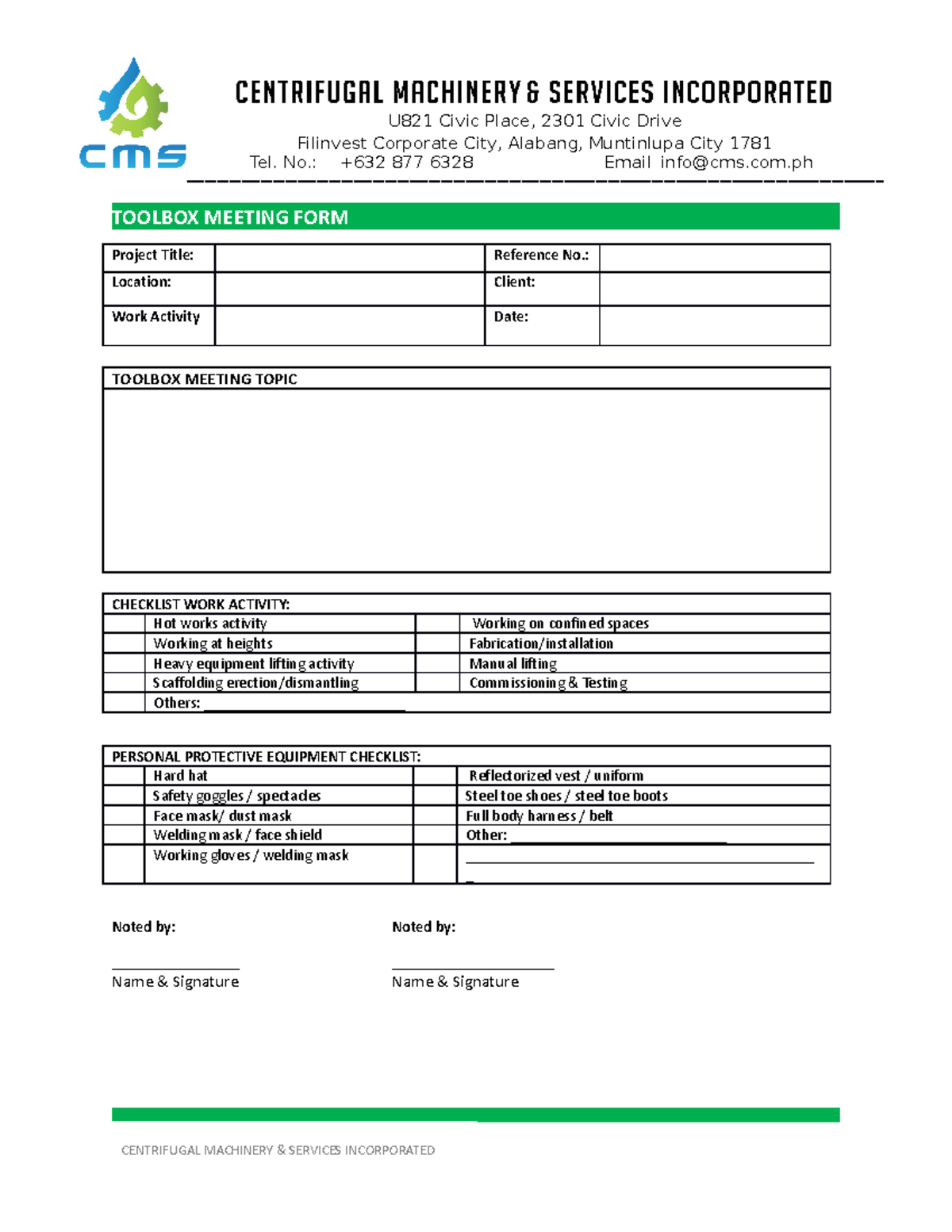 Toolbox meeting form - Hahahahhahahah - U821 Civic Place, 2301 Civic ...