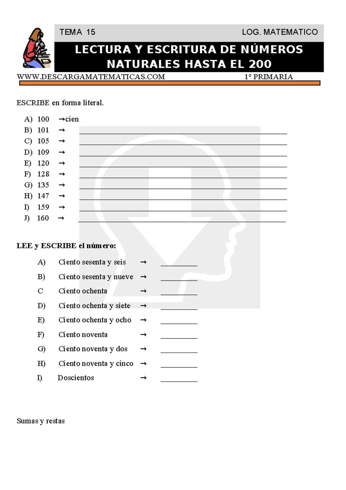15- Lectura-Y- Escritura-DE- Números- Naturales- Hasta-EL-200- Primero ...