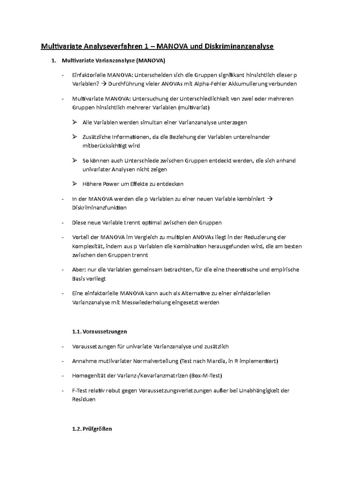 Multivariate Analyseverfahren 5 Manova und Diskriminanzanalyse - Multivariate Analyseverfahren 1 ...