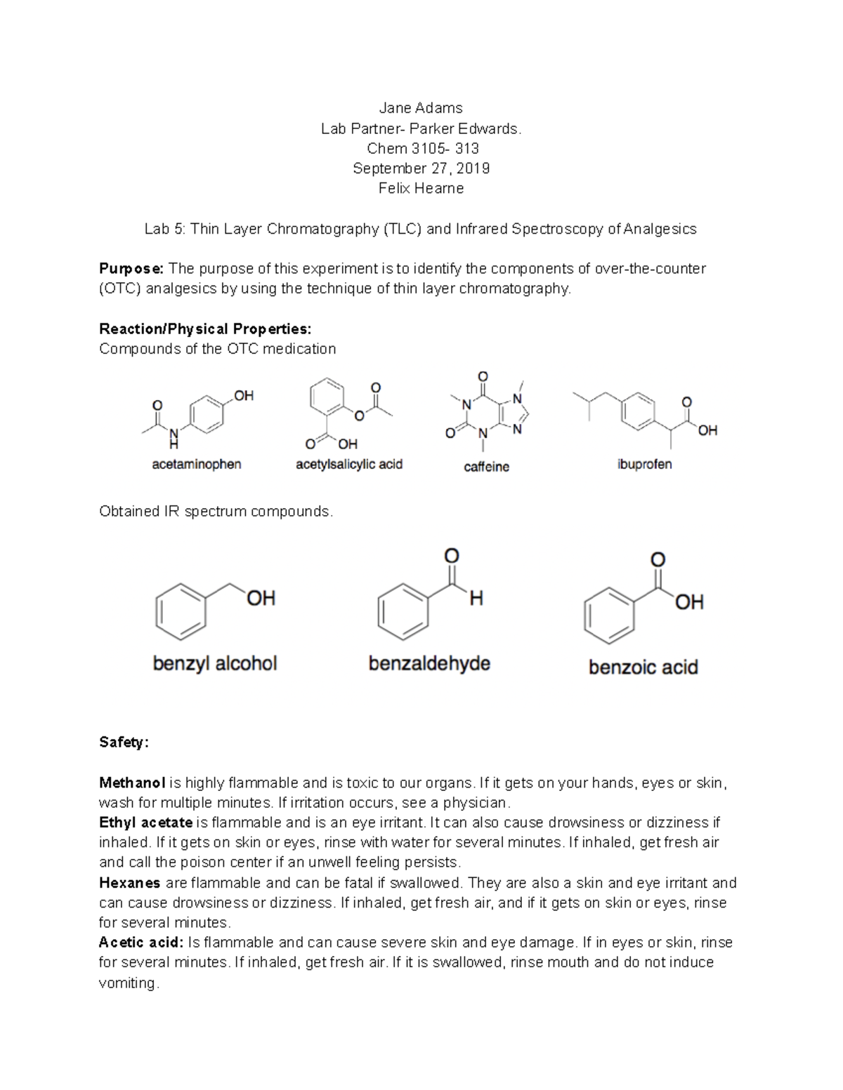 Lab Report 5 - chem study help - Jane Adams Lab Partner- Parker Edwards ...