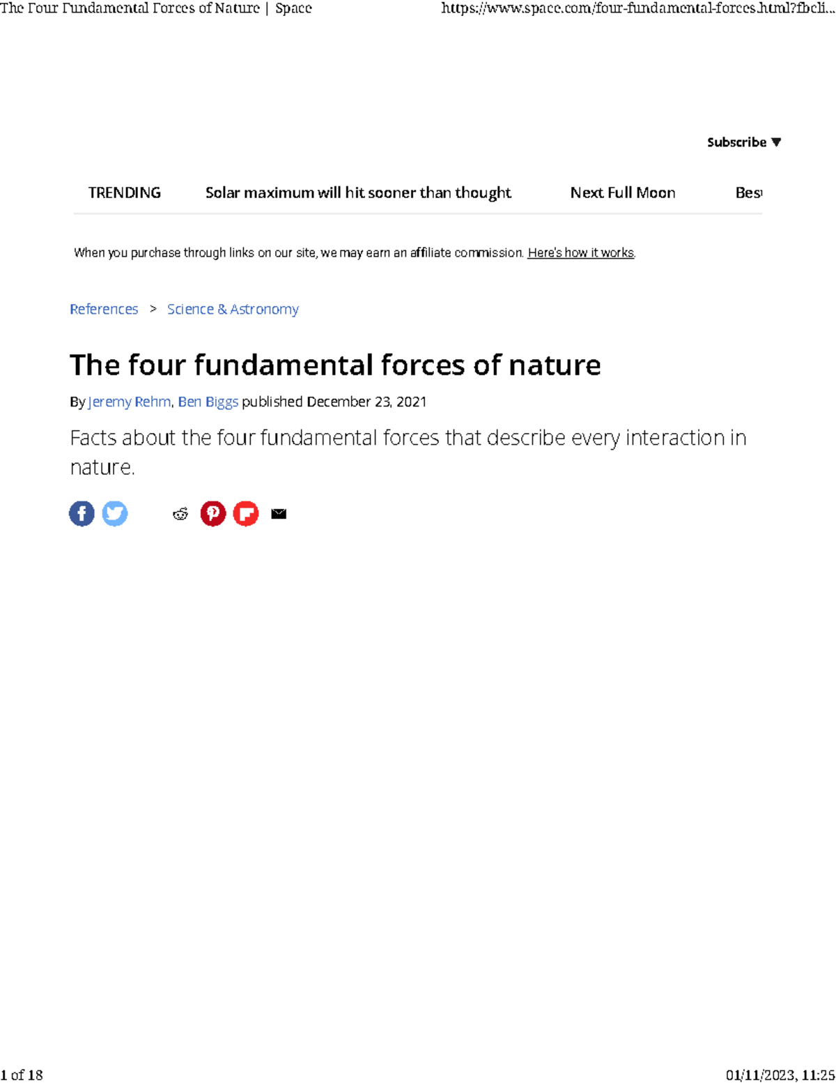 The Four Fundamental Forces of Nature Space - TRENDING Solar maximum ...