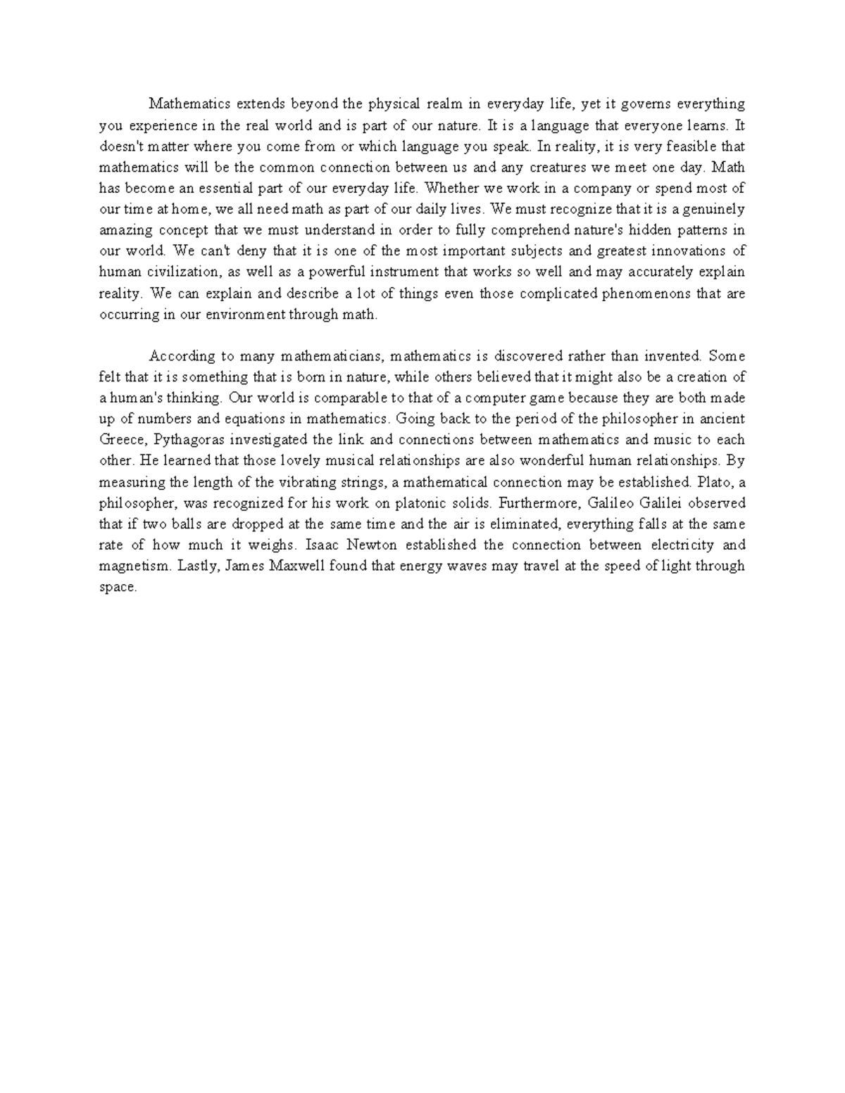 Math 2 - Benefits of Mathematics in the real world. - Mathematics ...