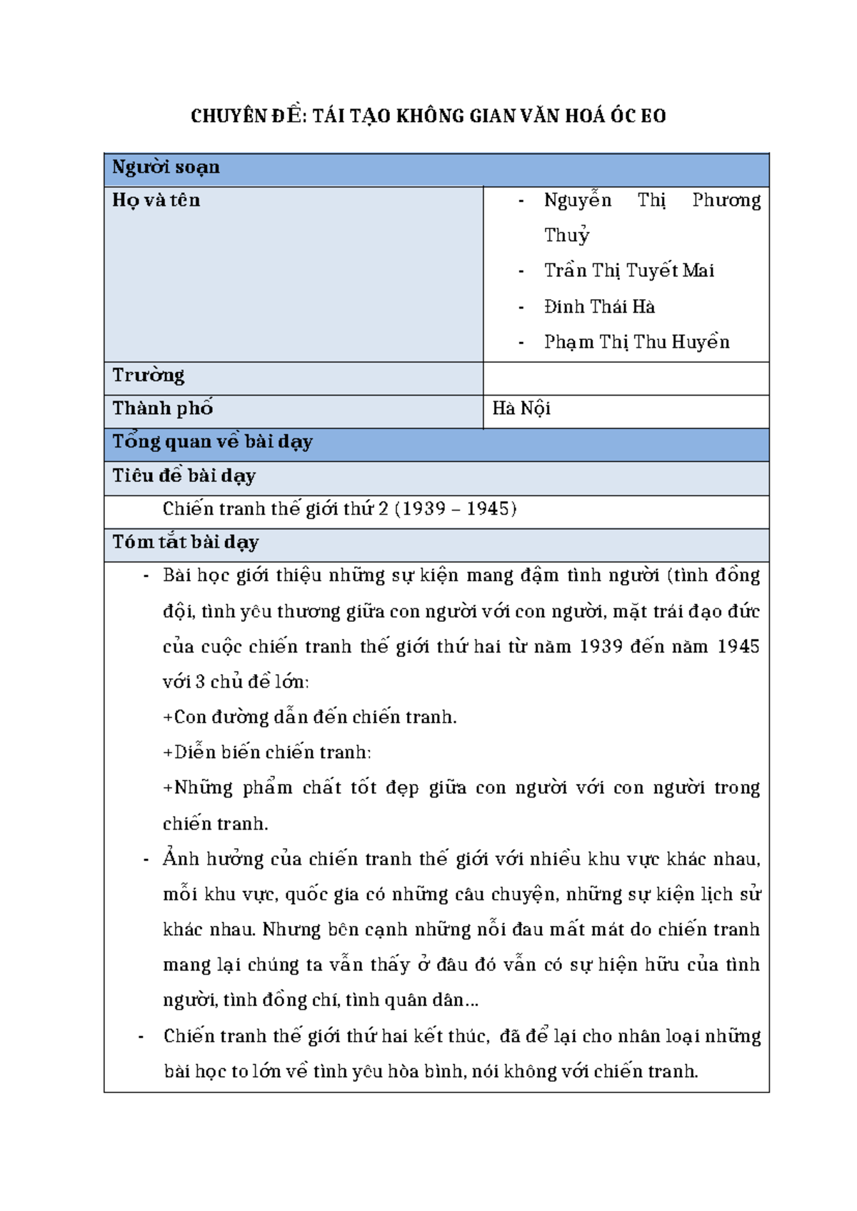 Dạy học dự án Óc Eo - dạy học dự án óc eo thcs - CHUYÊN Đ Ề: TÁI T ẠO ...