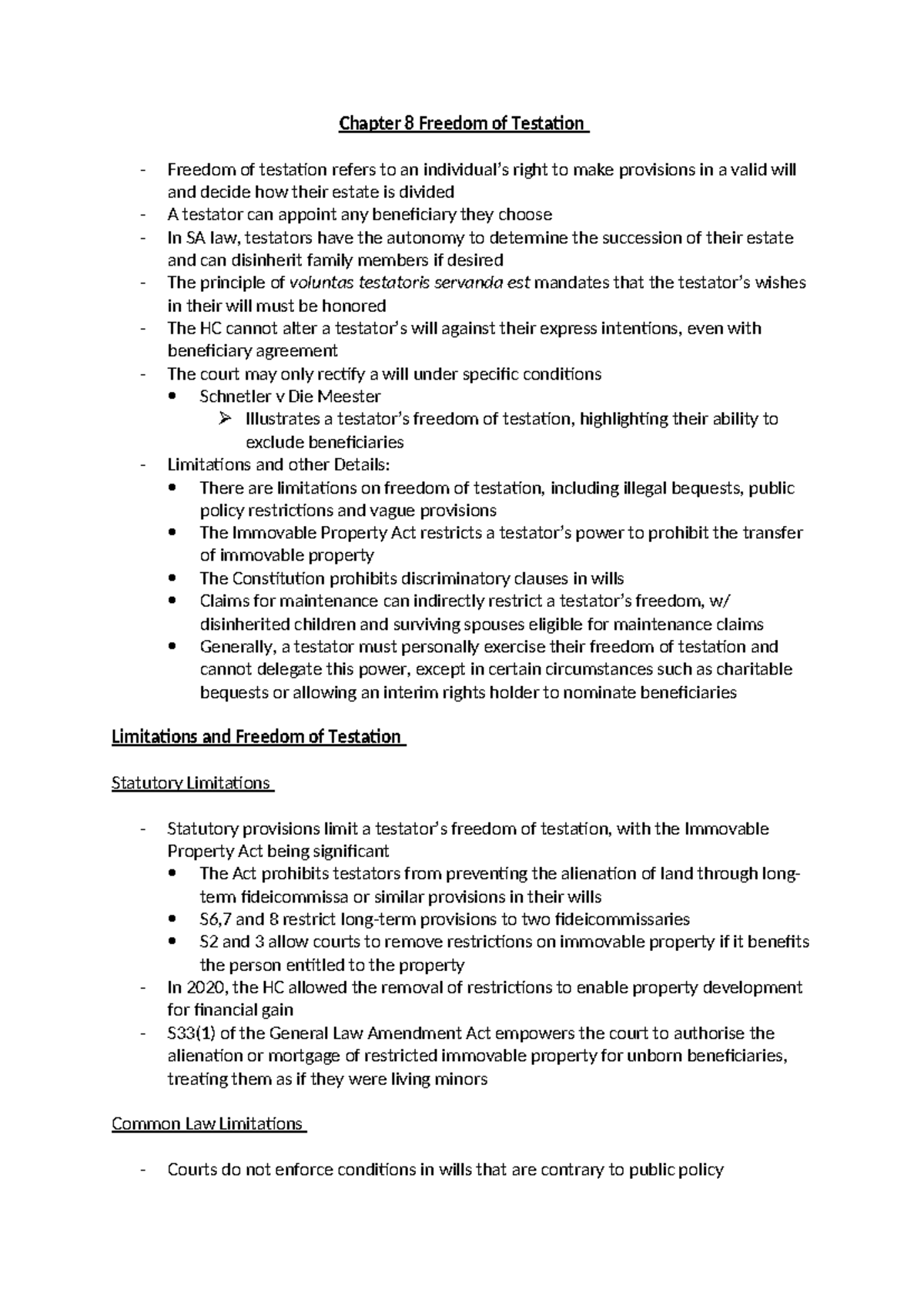 Chapter 8 Freedom of Testation - Chapter 8 Freedom of Testation Freedom ...