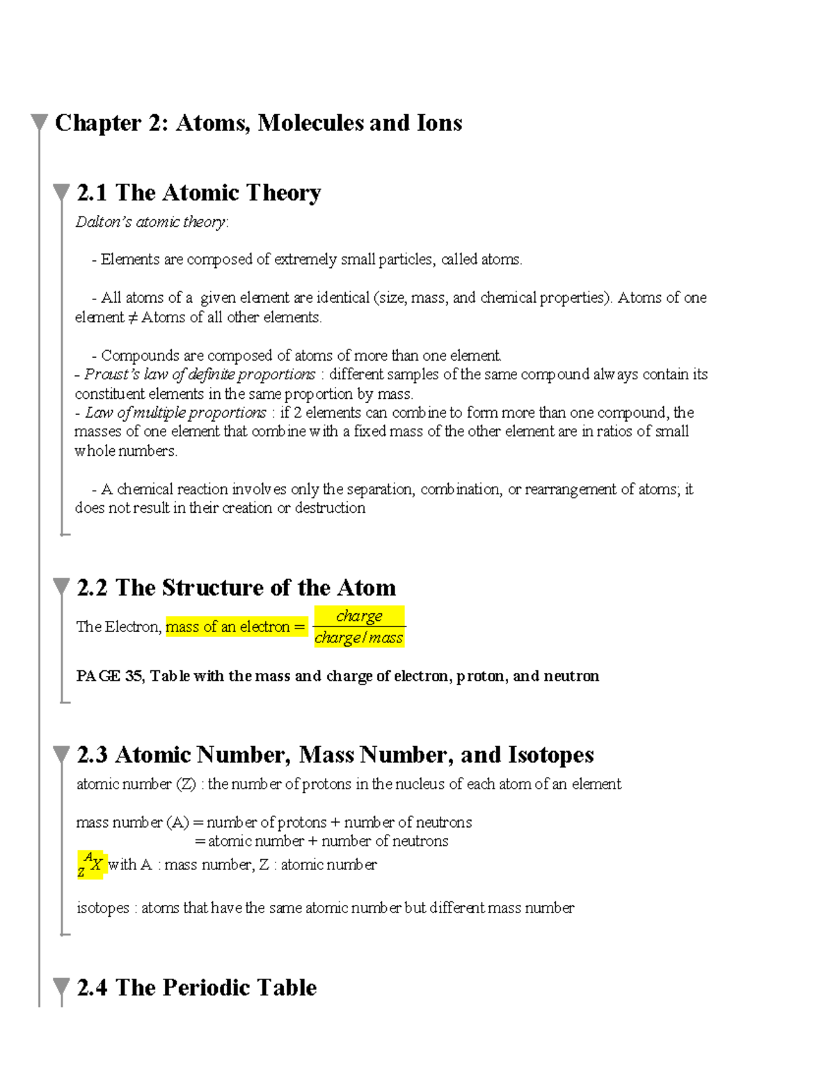 Chemistry formula collection - Chapter 2: Atoms, Molecules and Ions 2 ...