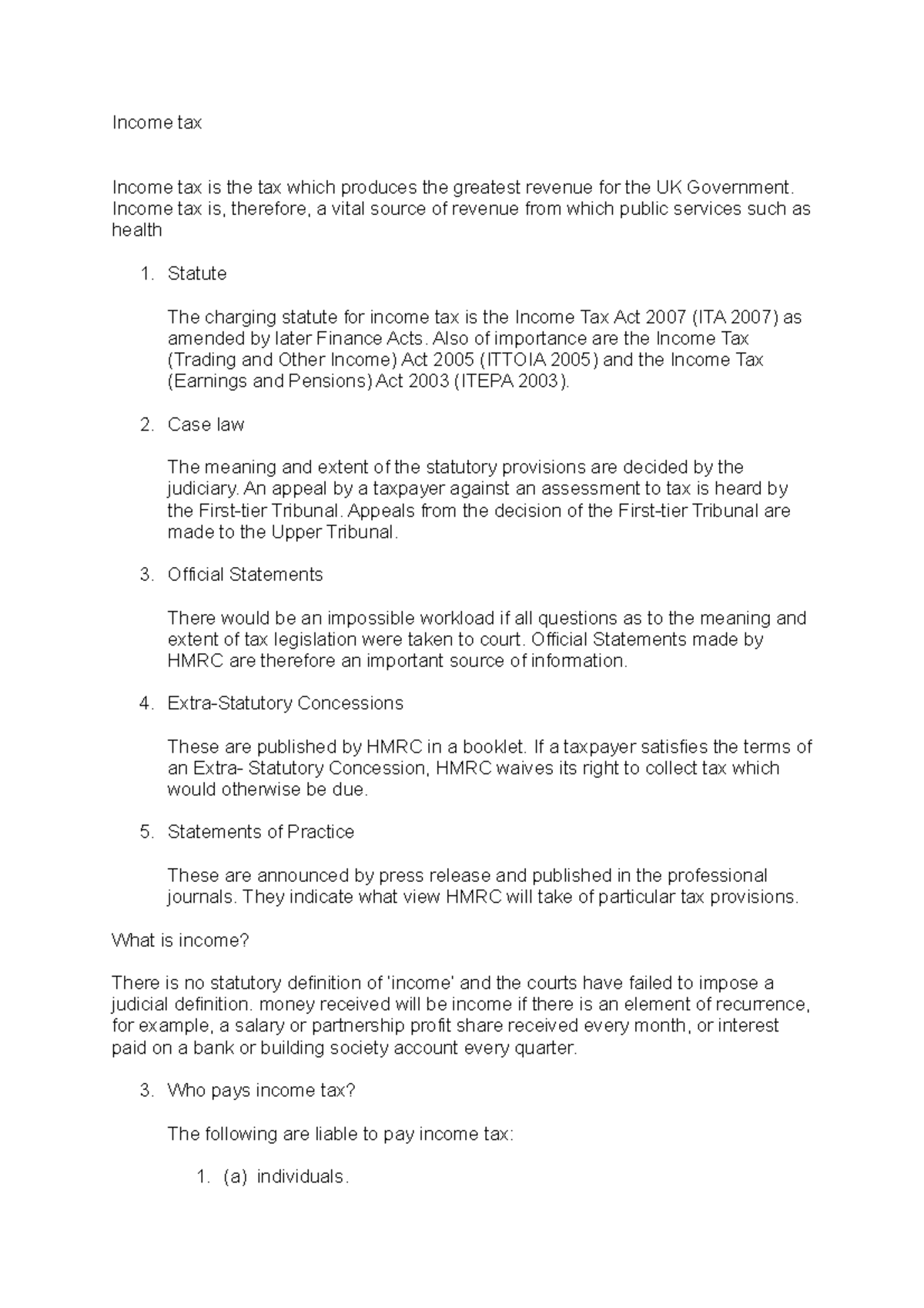 Income tax - Business Law - Income tax Income tax is the tax which ...