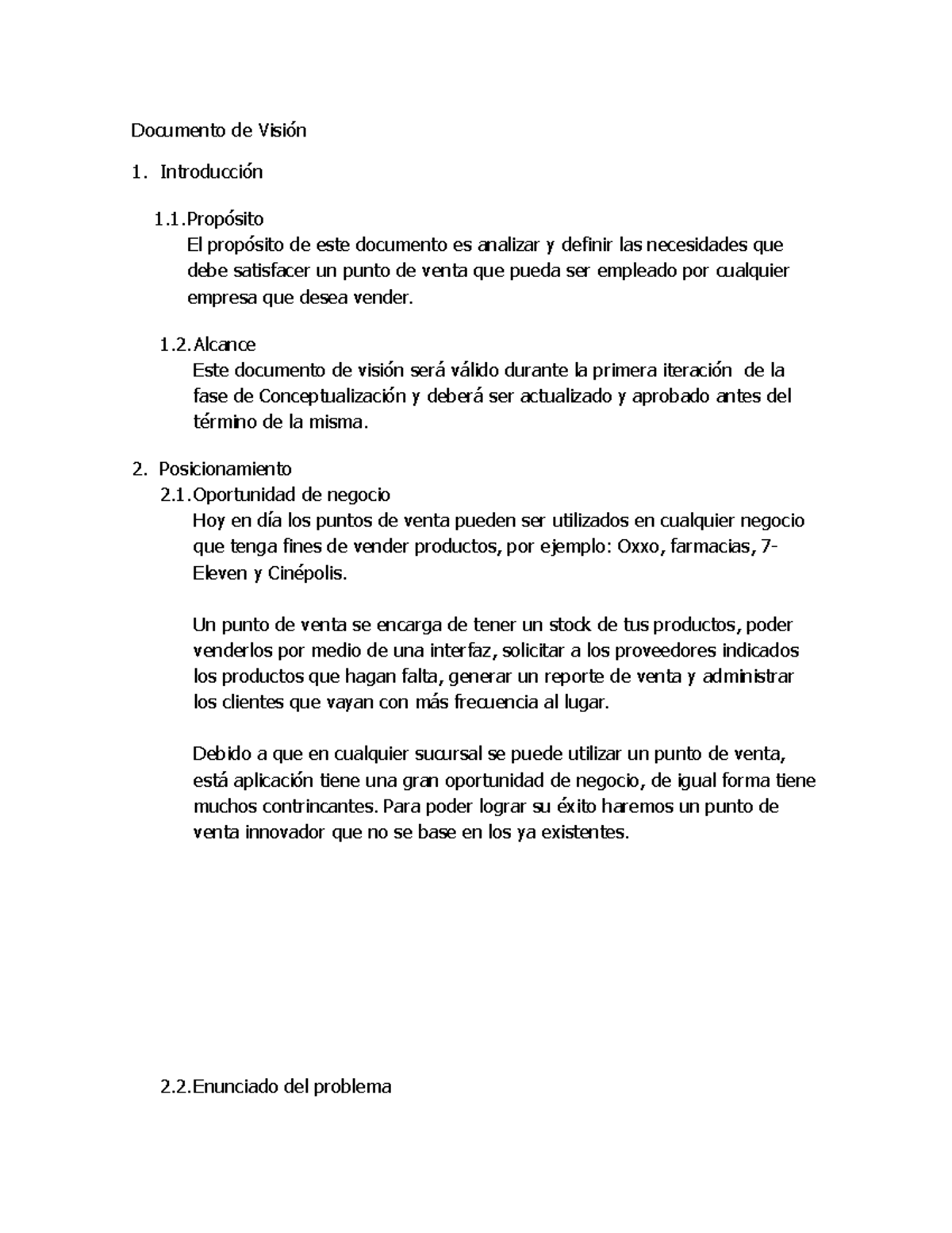 Proyecto - Documento de Vision - Documento de 1. 1. El de este ...