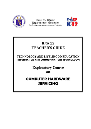 Tg in pc hardware servicing - K to 12 BASIC EDUCATION CURRICULUM ...