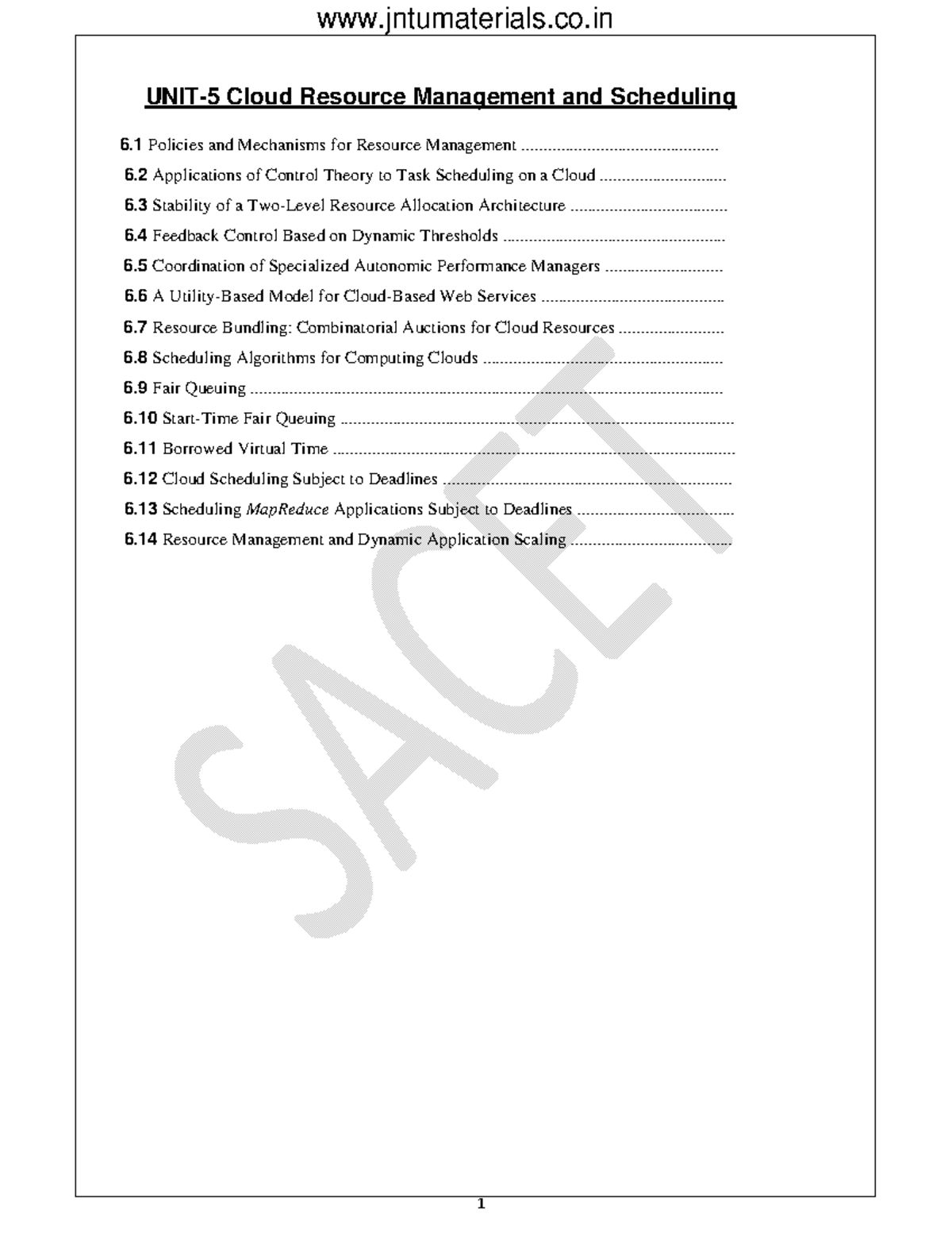 Cloud Computing Uniit four - 1 UNIT-5 Cloud Resource Management and ...