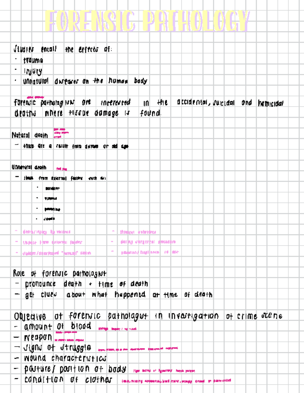 Criminology notes - Forensic pathologyForensic pathology Studies entail ...
