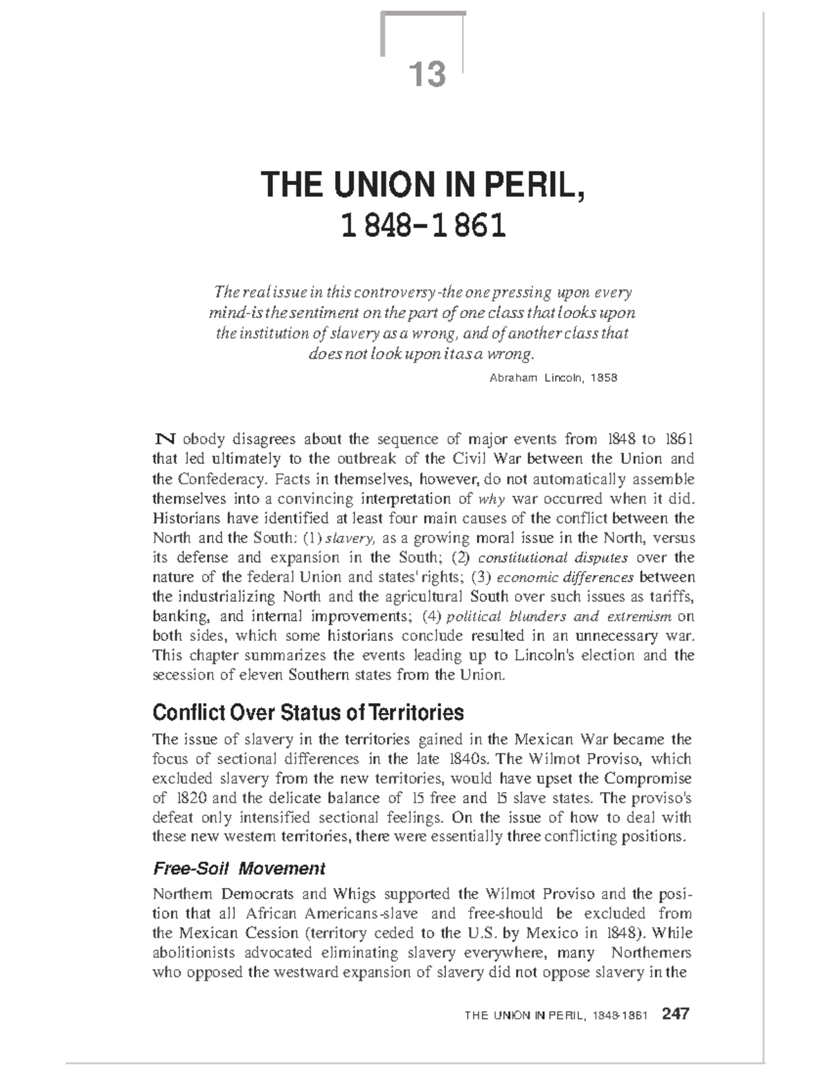 Ch 13 The Union in Peril (not for American Culture and Identity) - AMS ...