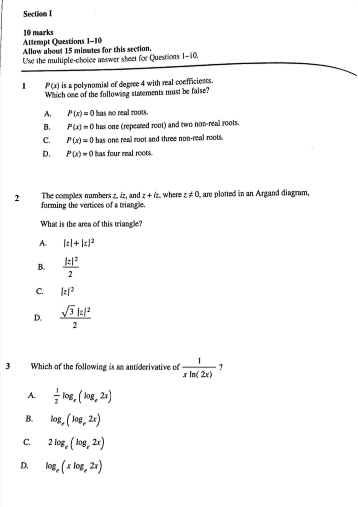 SBHS 4U 2024 Paper - Sydney Boys 2024 extension 2 trial - (ii) (iii ...