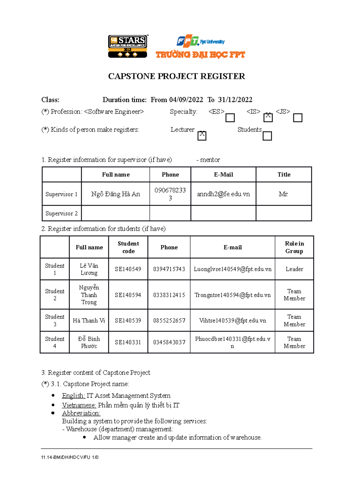 FA22SE08 An NDH-TAsset Management System - CAPSTONE PROJECT REGISTER ...