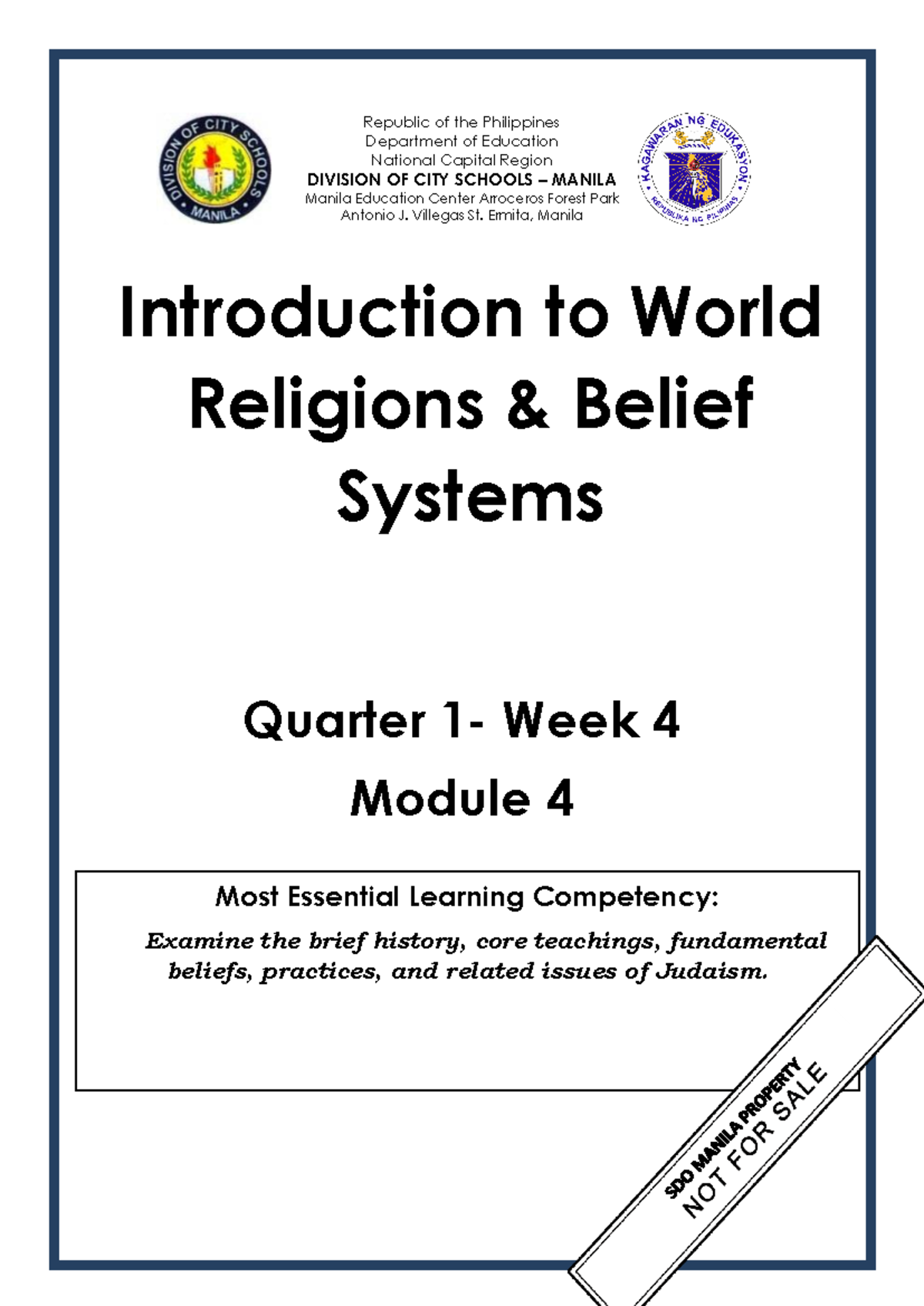 Q1 Module 4 Introduction to World Religions & Belief Systems - Introduction to World Religions ...