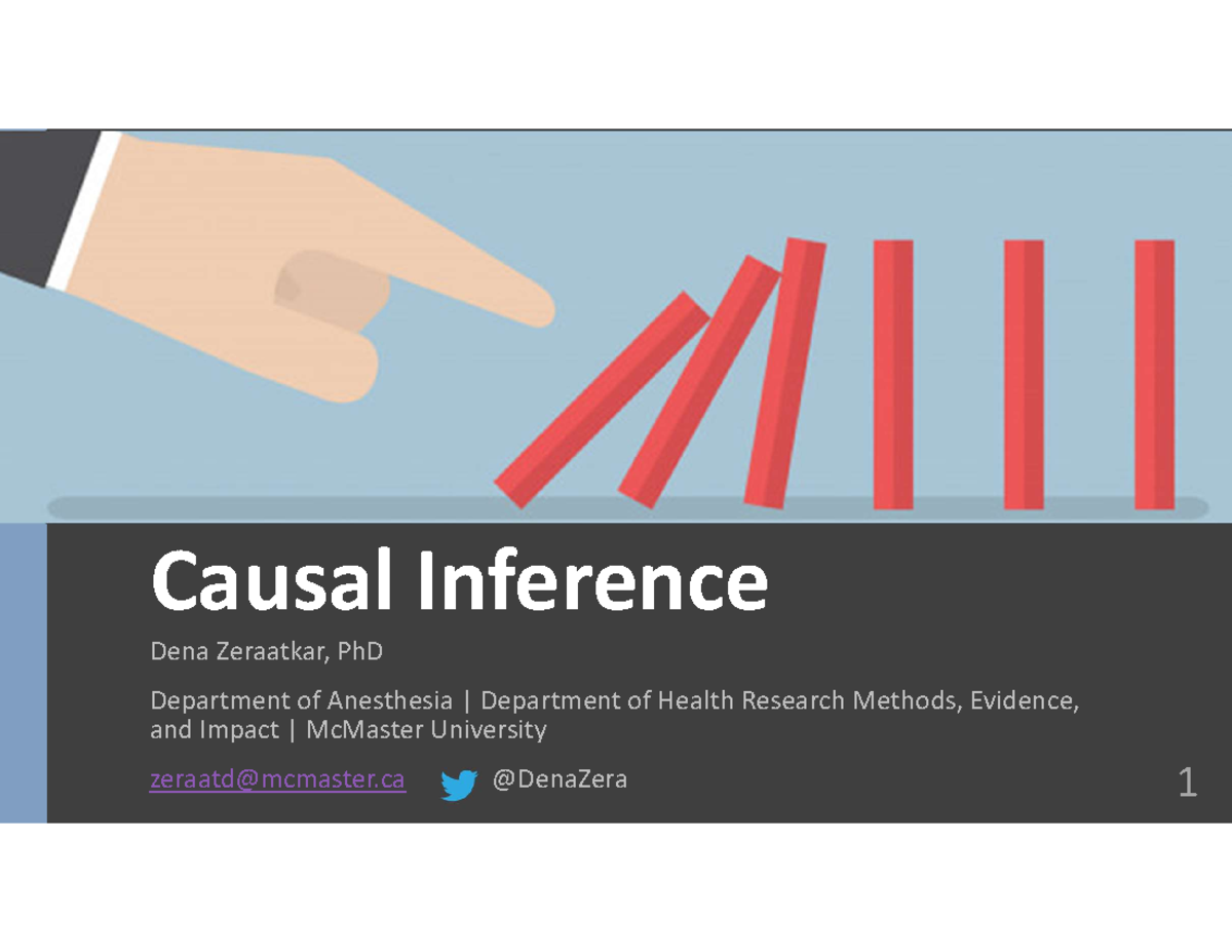 HTH SCI 2G03 Causal Inference - Causal Inference Dena Zeraatkar, PhD ...