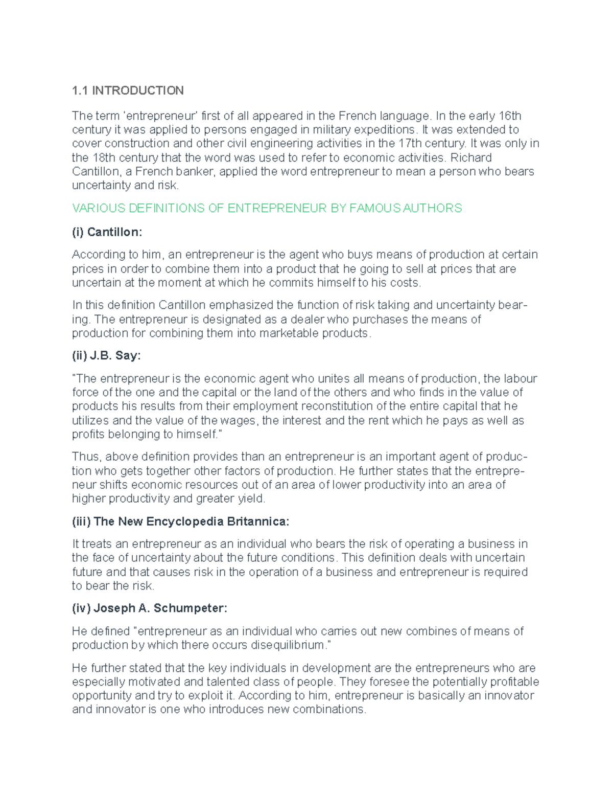 Module 1 - Lecture notes 3.1 - 1 INTRODUCTION The term ‘entrepreneur ...
