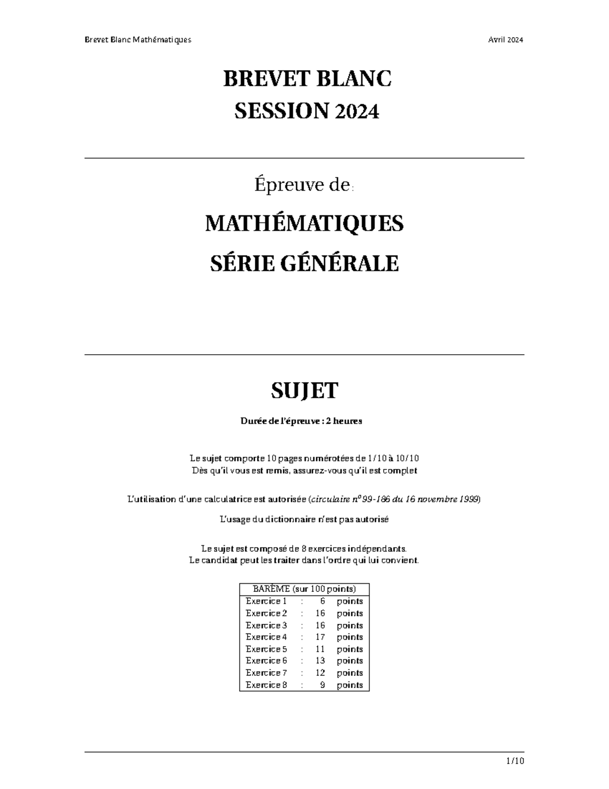 Brevet blanc DUR 2024 - biuvhuif - BREVET BLANC SESSION 2024 Épreuve de ...