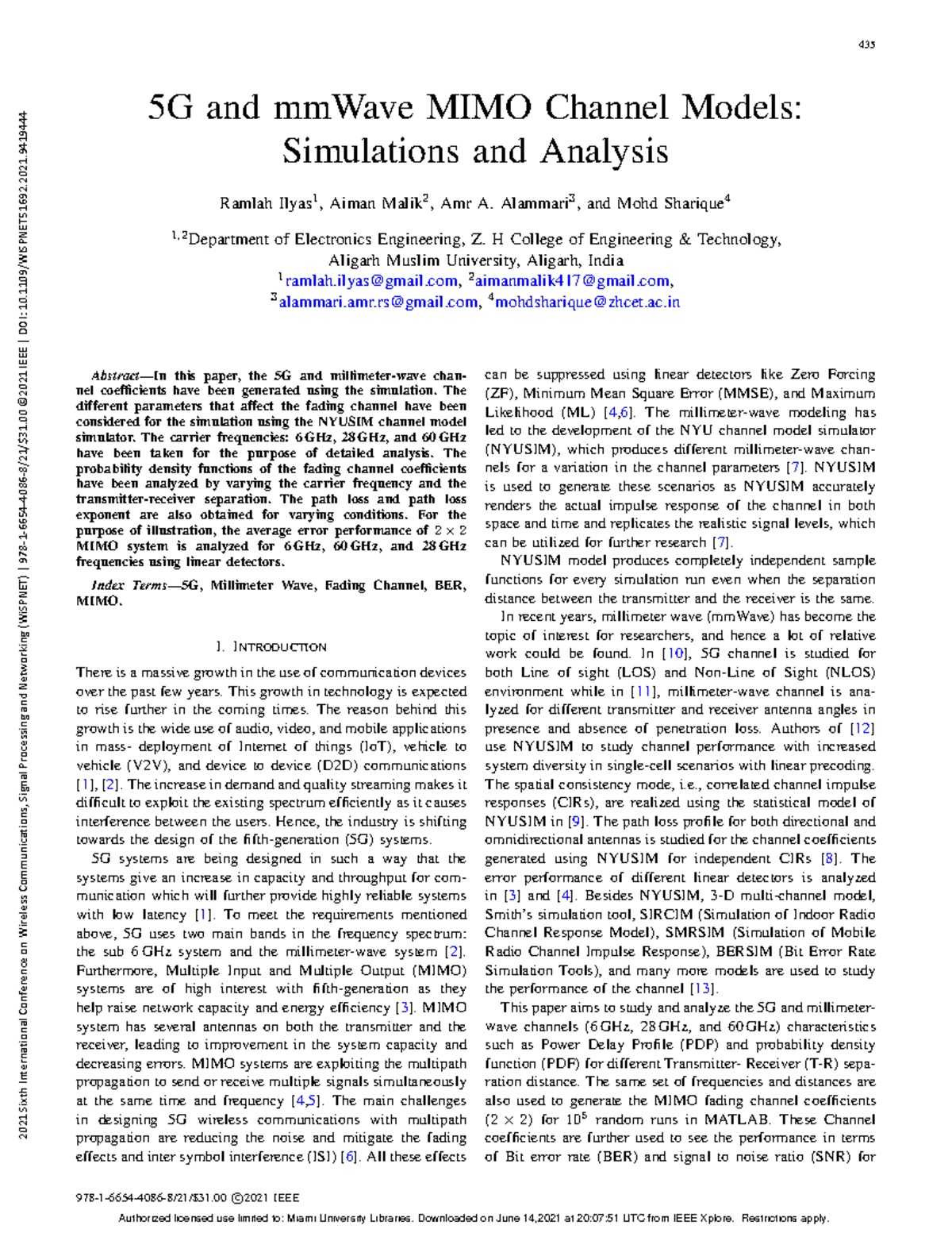 5G MIMO Channel Model Nyusim Matlab - 5G and mmWave MIMO Channel Models: Simulations and ...