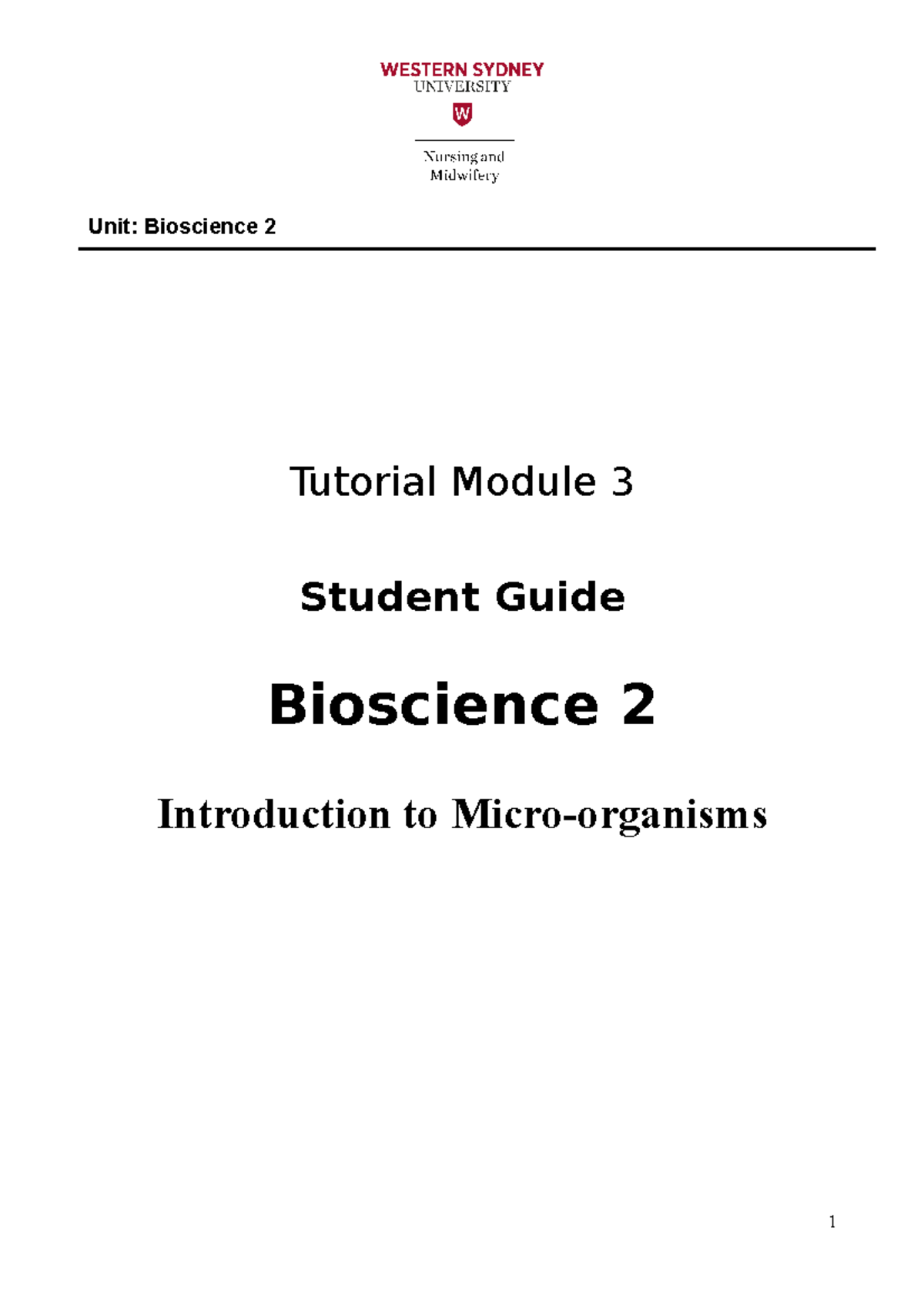 Module 3. Tutorial - Introduction to microorganisms - Tutorial Module 3 Student Guide Bioscience ...