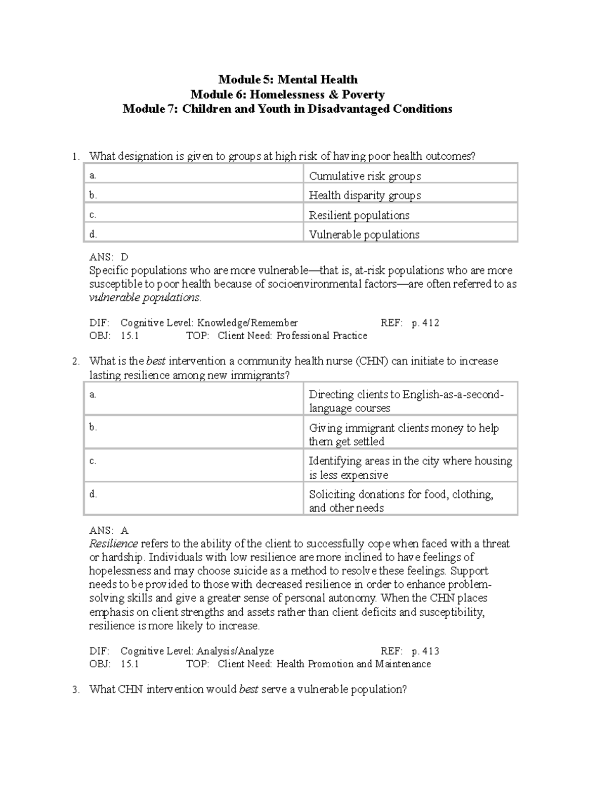 Module 5, 6 & 7 - Module 5: Mental Health Module 6: Homelessness ...