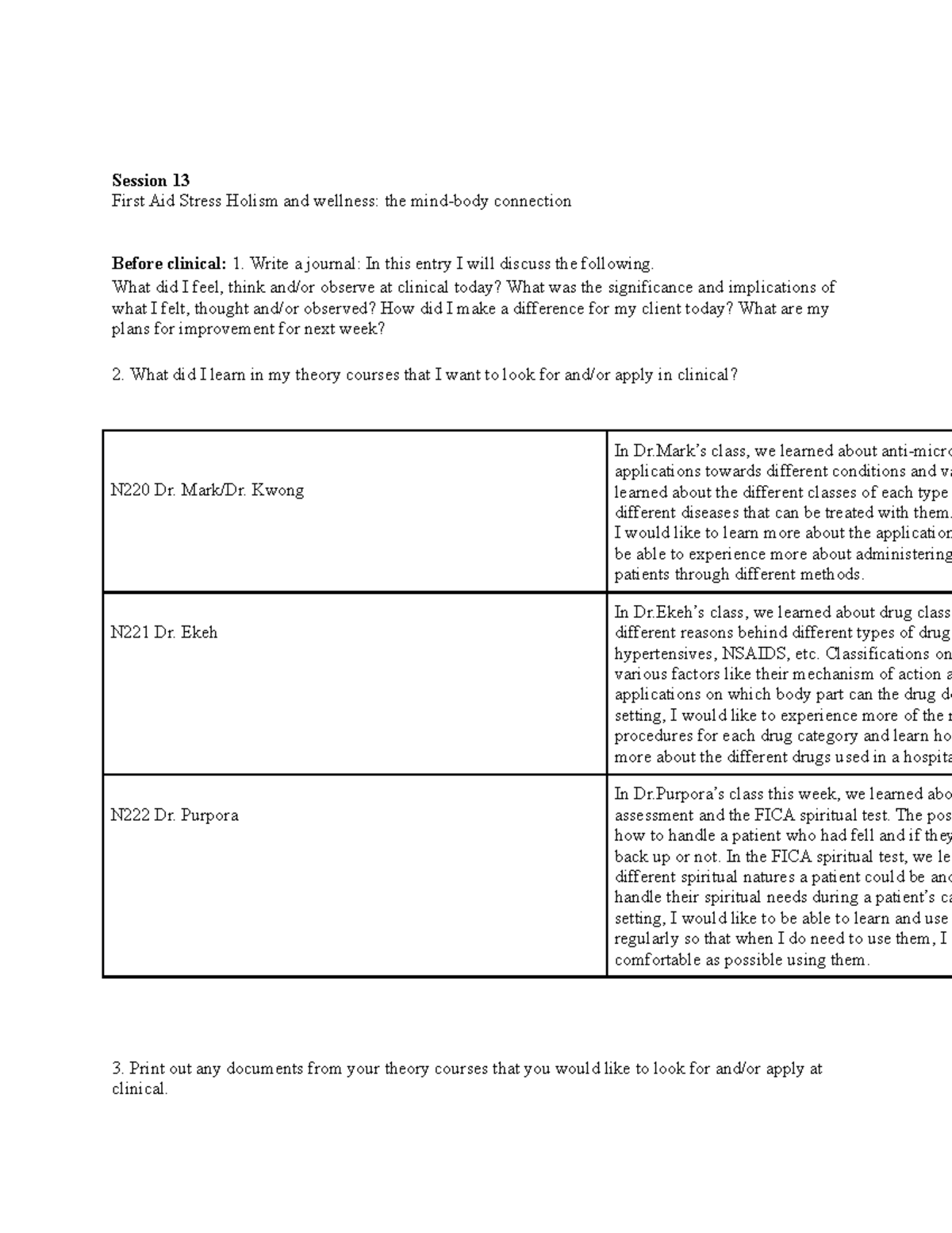 Class 13 - Pre-session packet for clinical session #13 - Session 13 ...