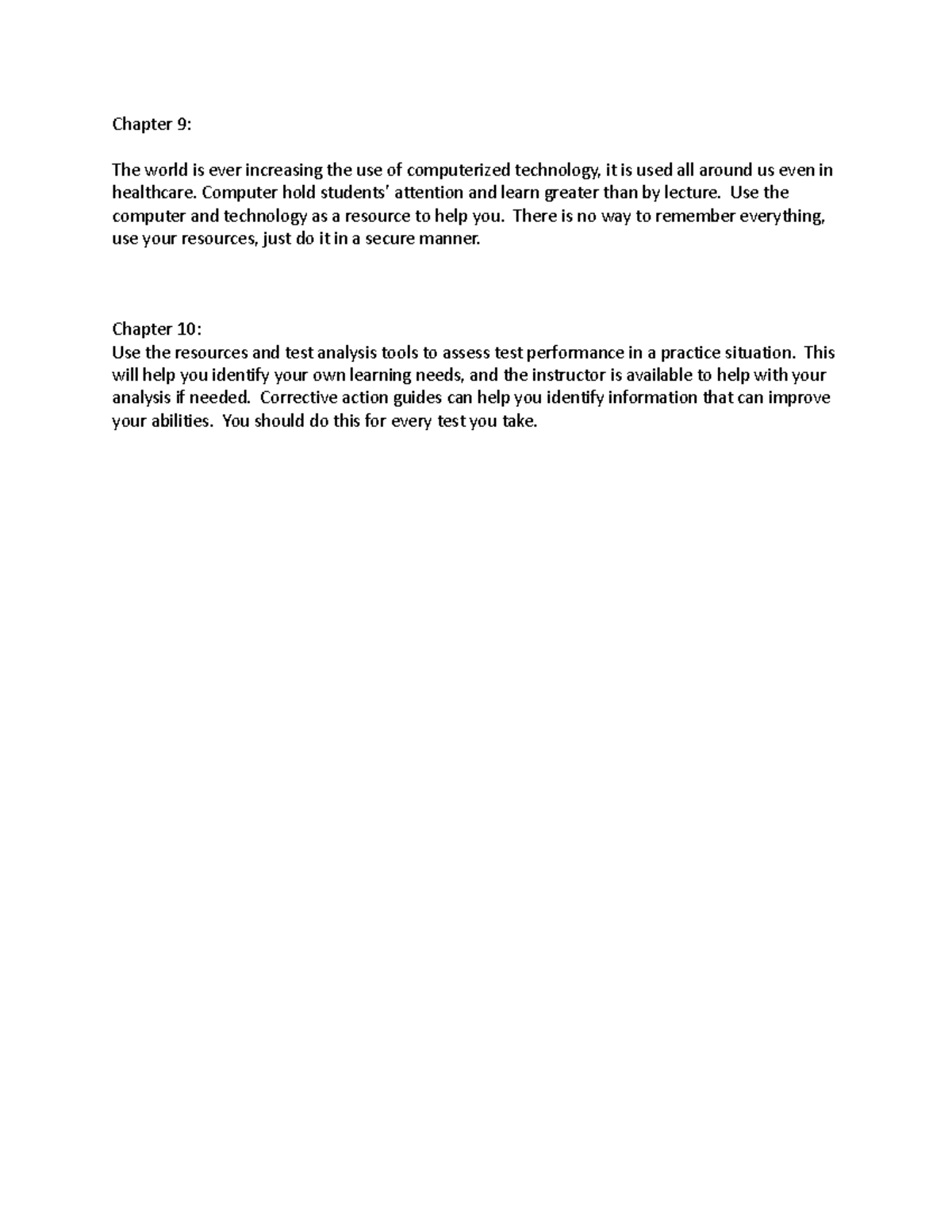 Chapter 9, 10 Summary of Learning - Chapter 9: The world is ever increasing the use of ...