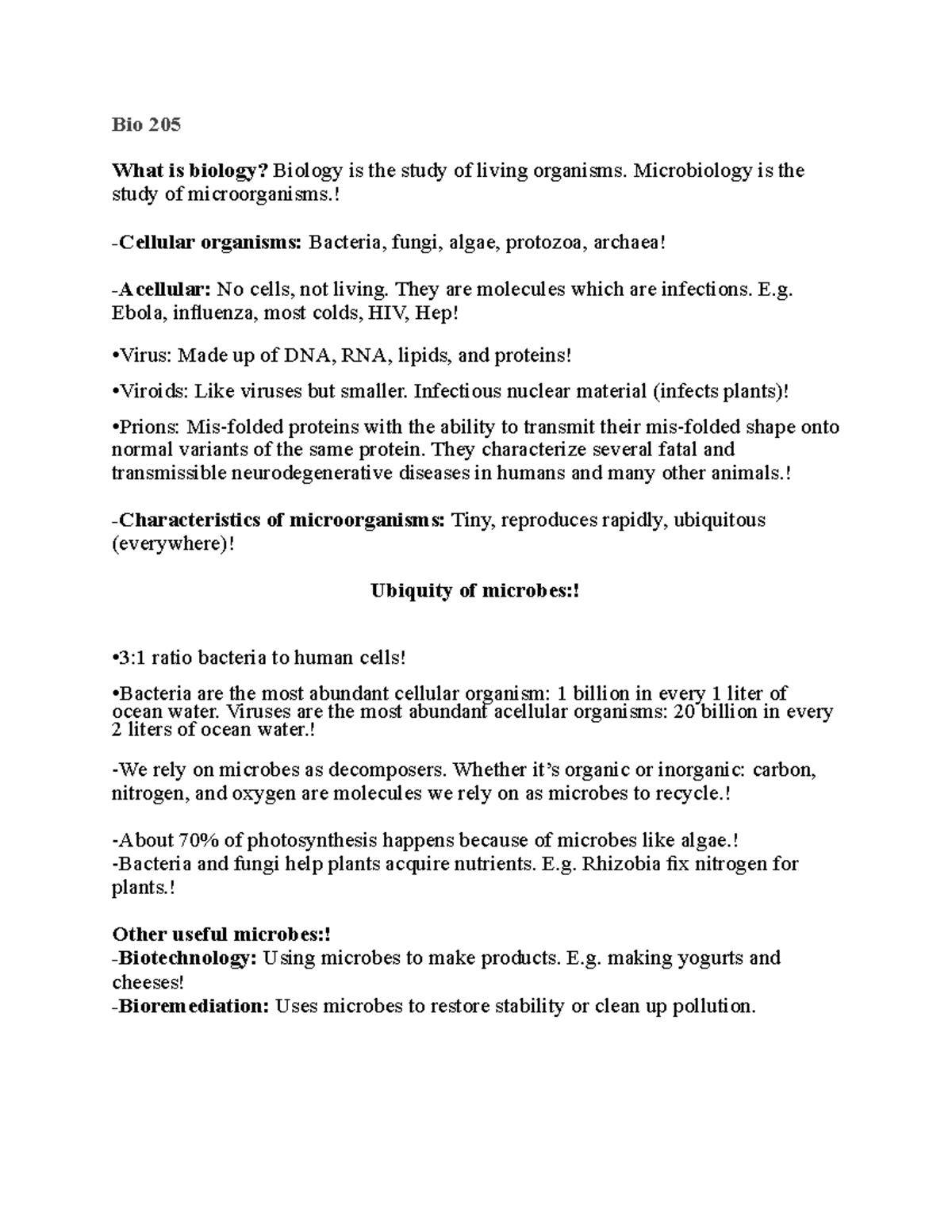 Introduction To Micro Part1 Bio 205 Bio 205 What Is Biology Biology