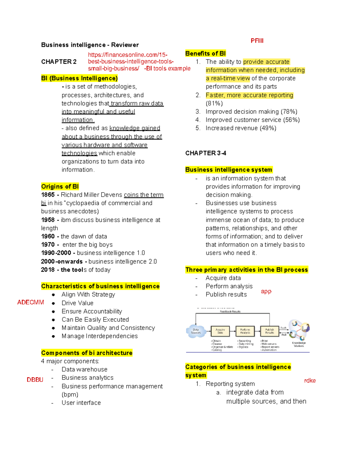 BI- Reviewer - Business intelligence - Reviewer CHAPTER 2 BI (Business ...