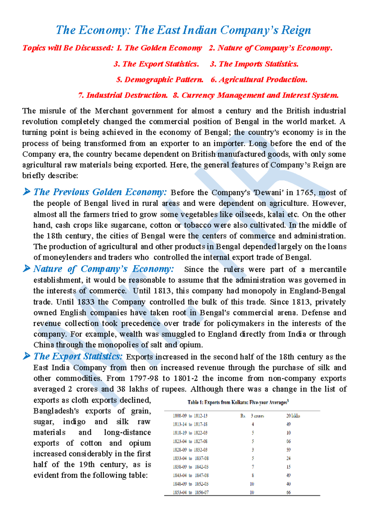 The Economy: The East Indian Company’s Reign in Bengal. - The Economy ...