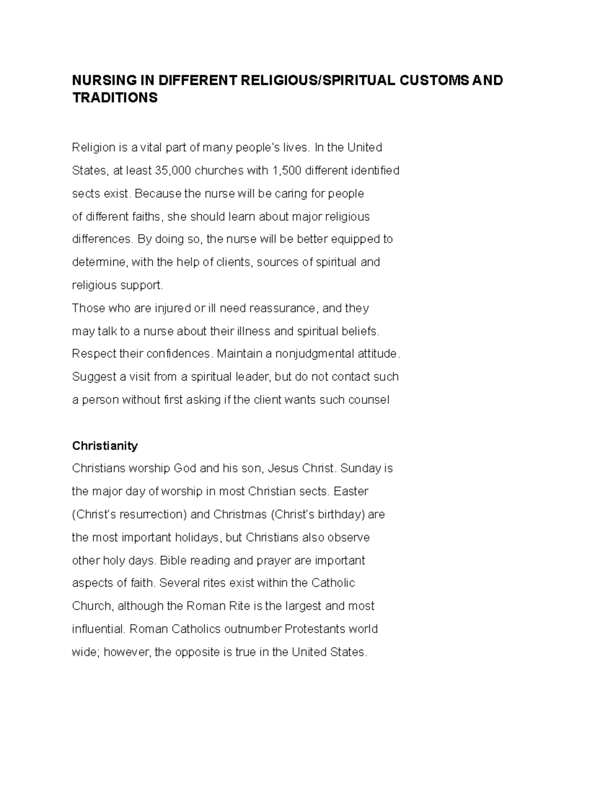 Nursing IN Different Religious - NURSING IN DIFFERENT RELIGIOUS ...