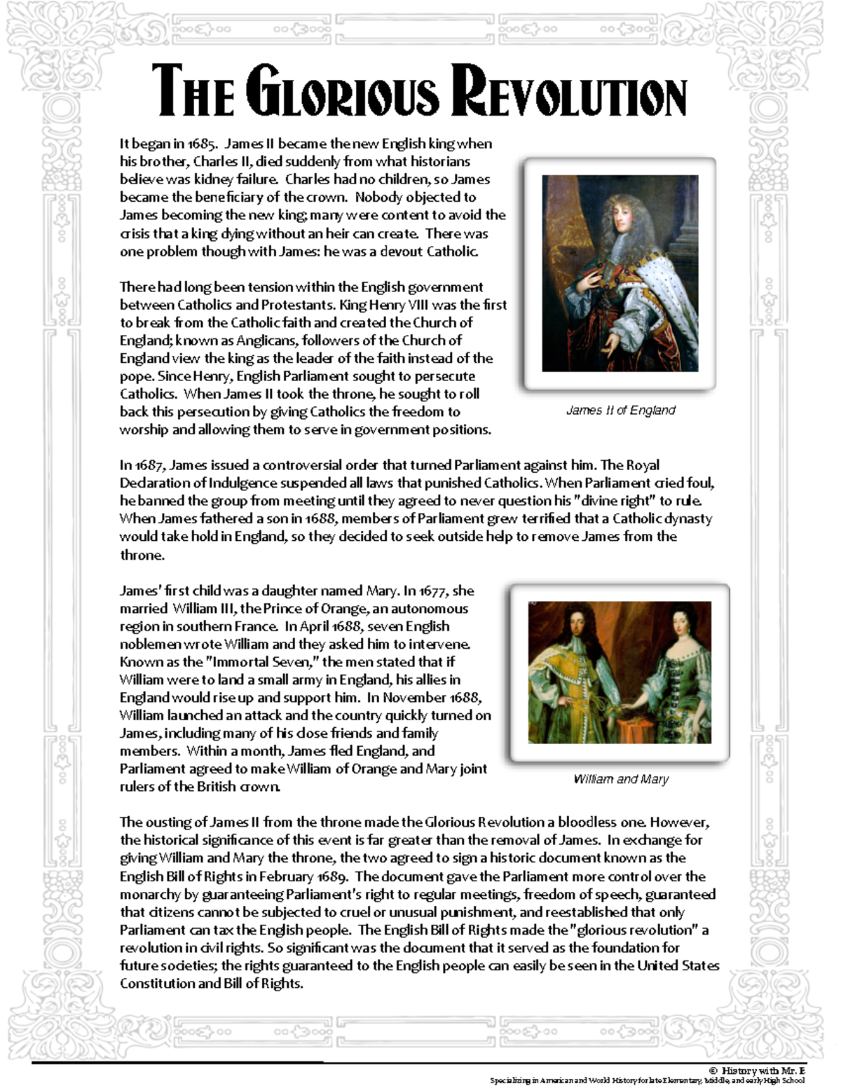 Glorious Revolution - student - The Glorious Revolution It began in ...