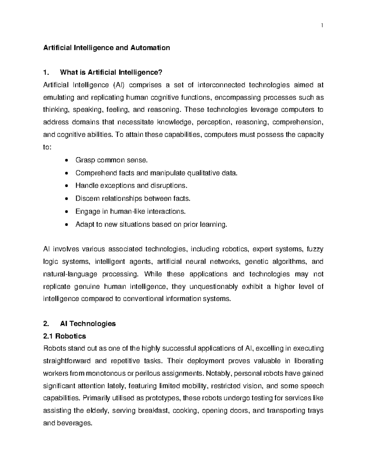 Week 10 Introduction to Automation 17-19 April - Artificial ...