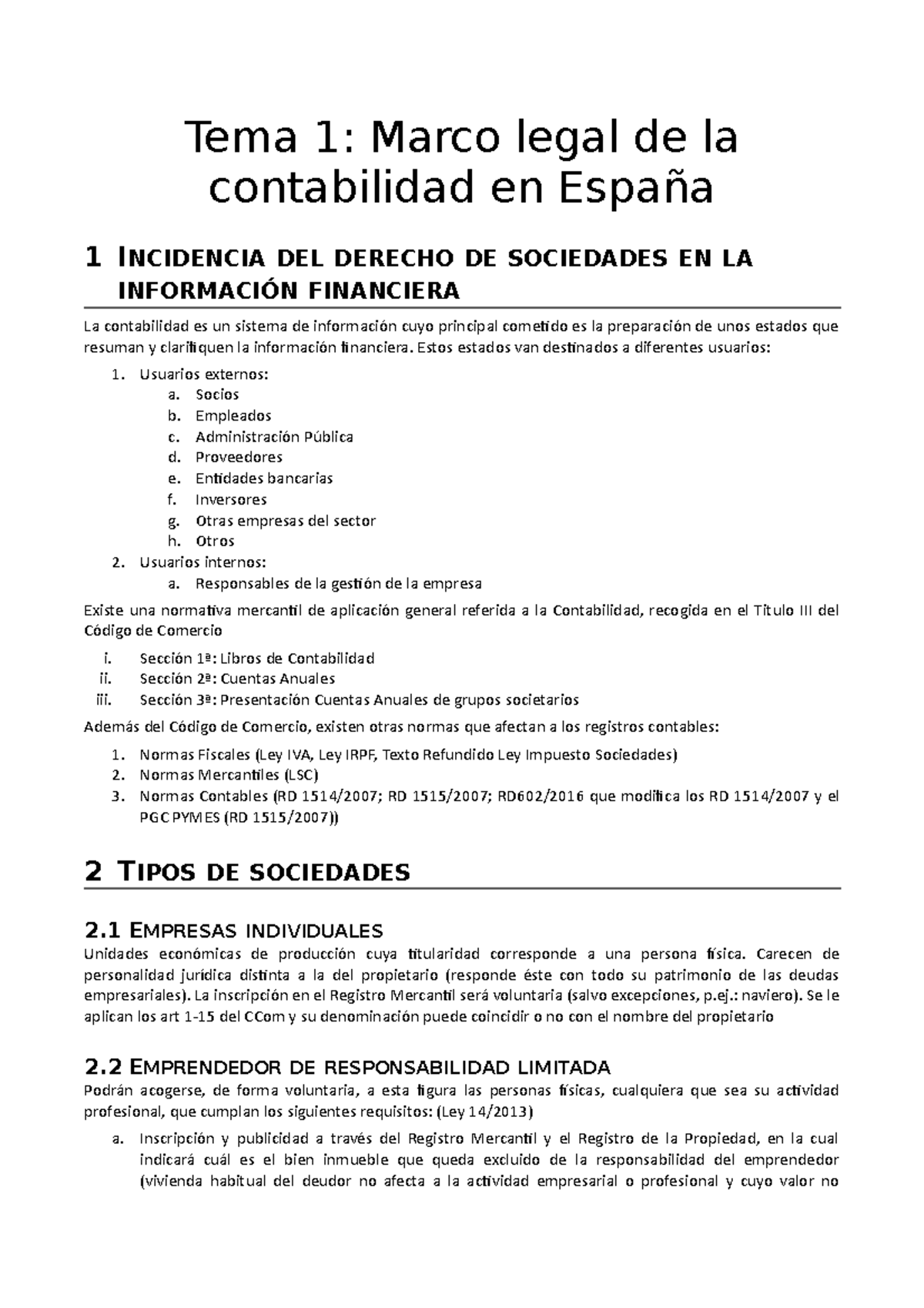 Contabilidad financiera - Tema 1: Marco legal de la contabilidad en ...