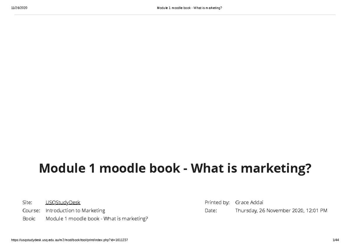 Module 1 moodle book - What is marketing - Module 1 moodle book - What ...