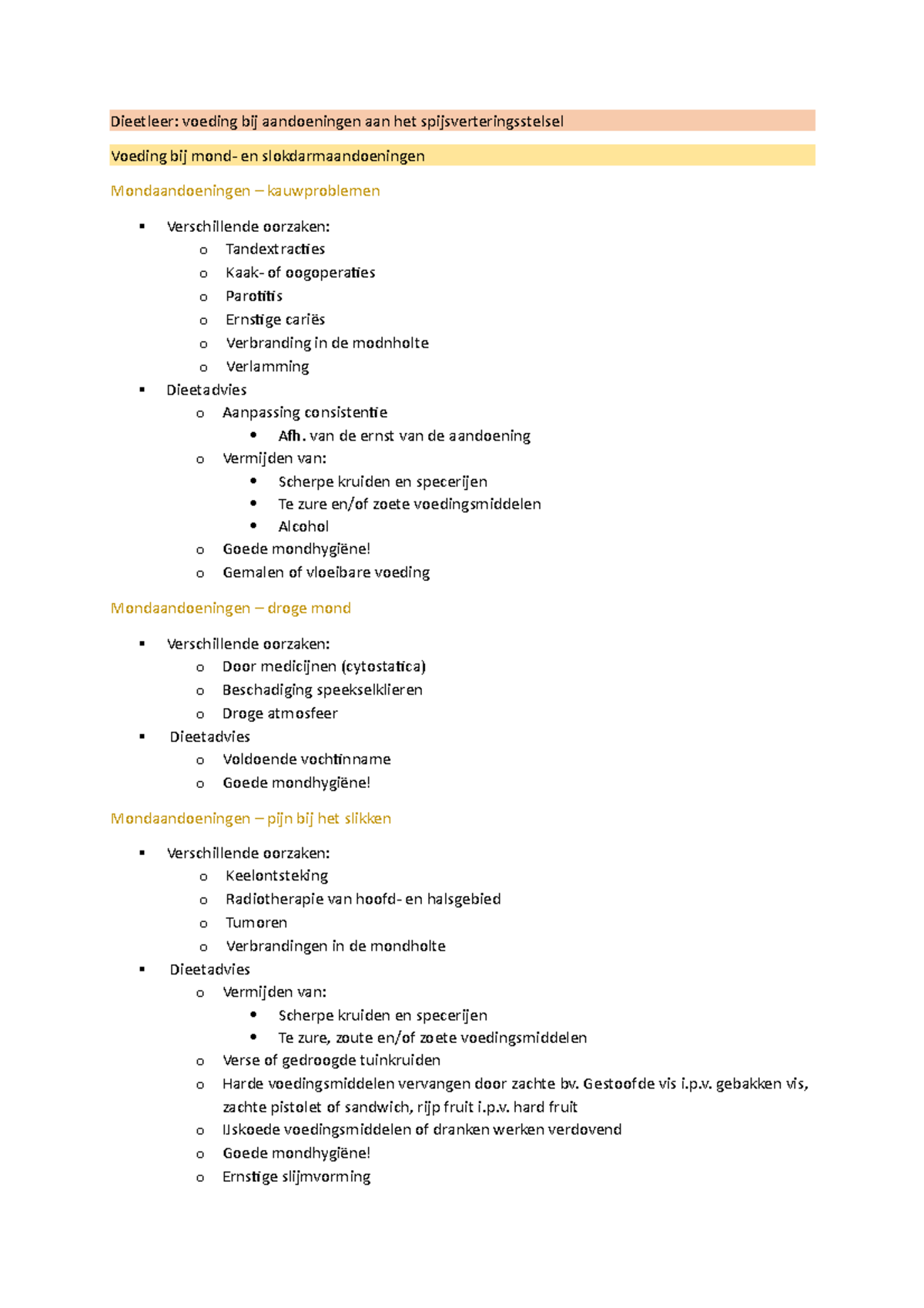 Samenvatting Dieetleer voeding bij spijsverteringsaandoeningen ...