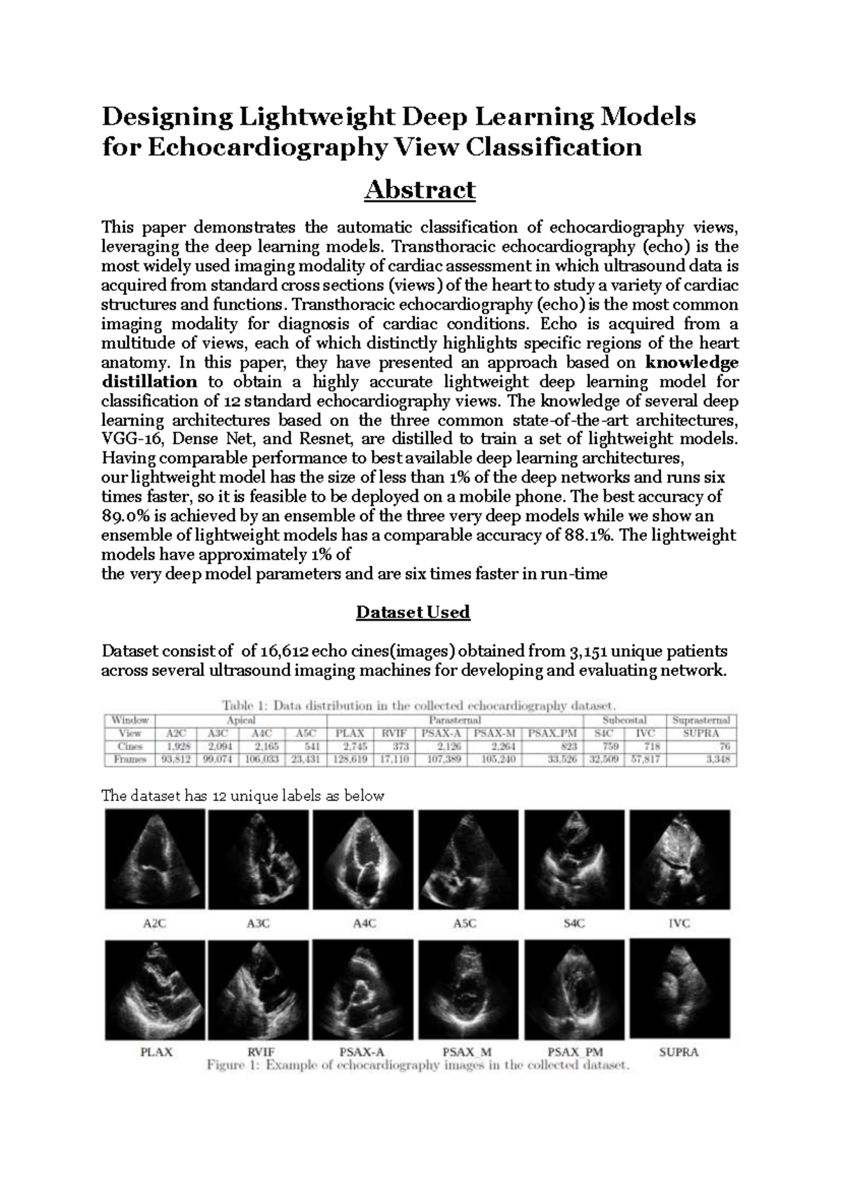 Designing Lightweight Deep Learning Models for Echocardiography View ...