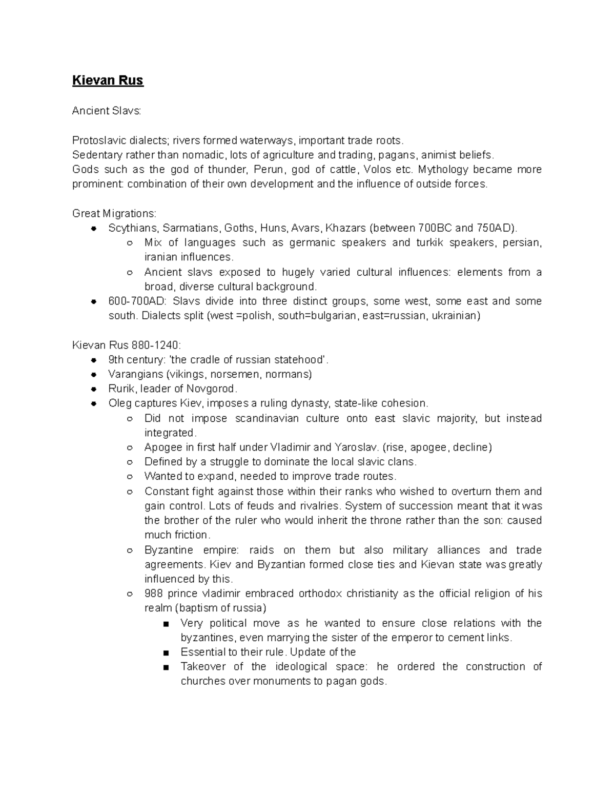 Kievan Rus - Lecture notes 1 - Kievan Rus Ancient Slavs: Protoslavic ...