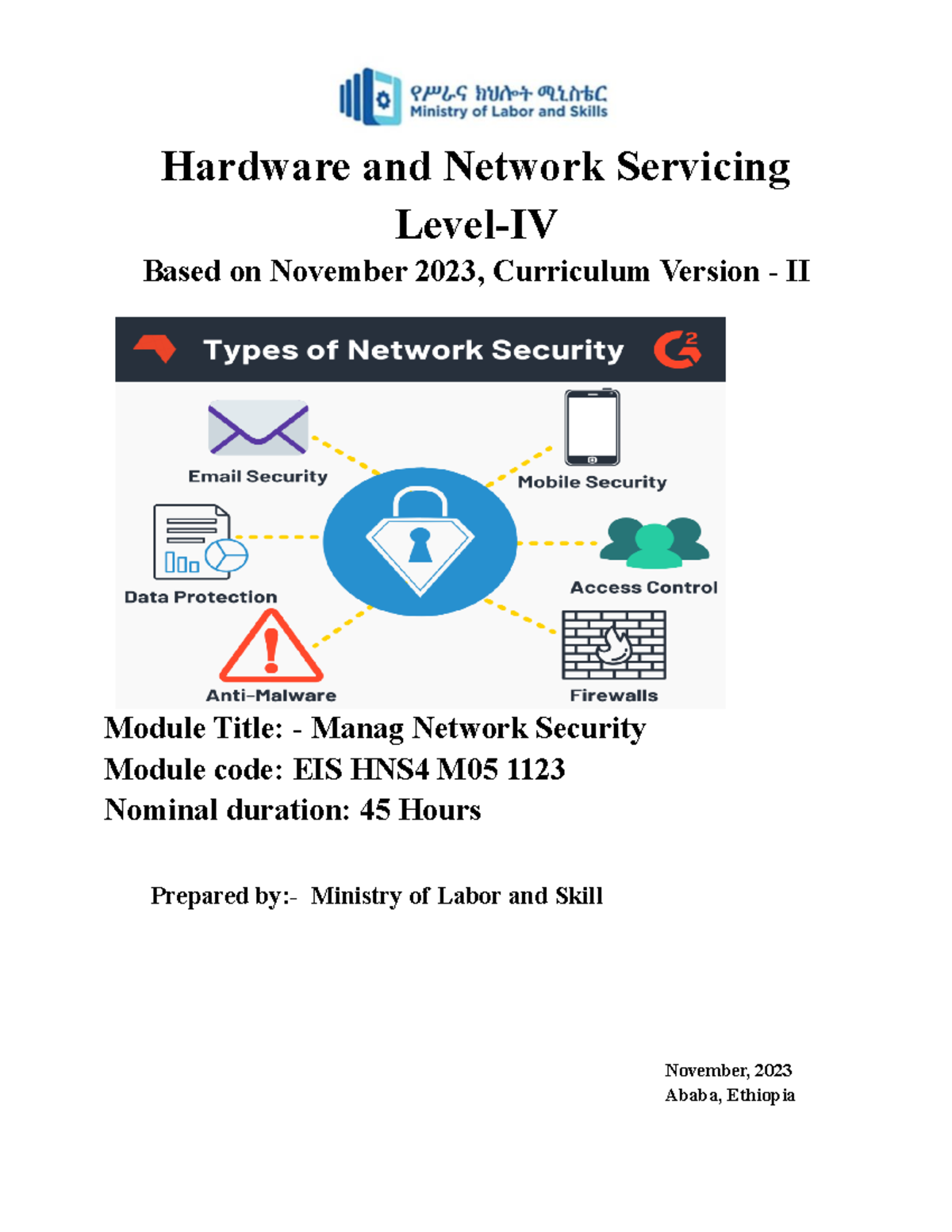 M05 - Managing Network Security - Hardware and Network Servicing Level-IV Based on November 2023 ...