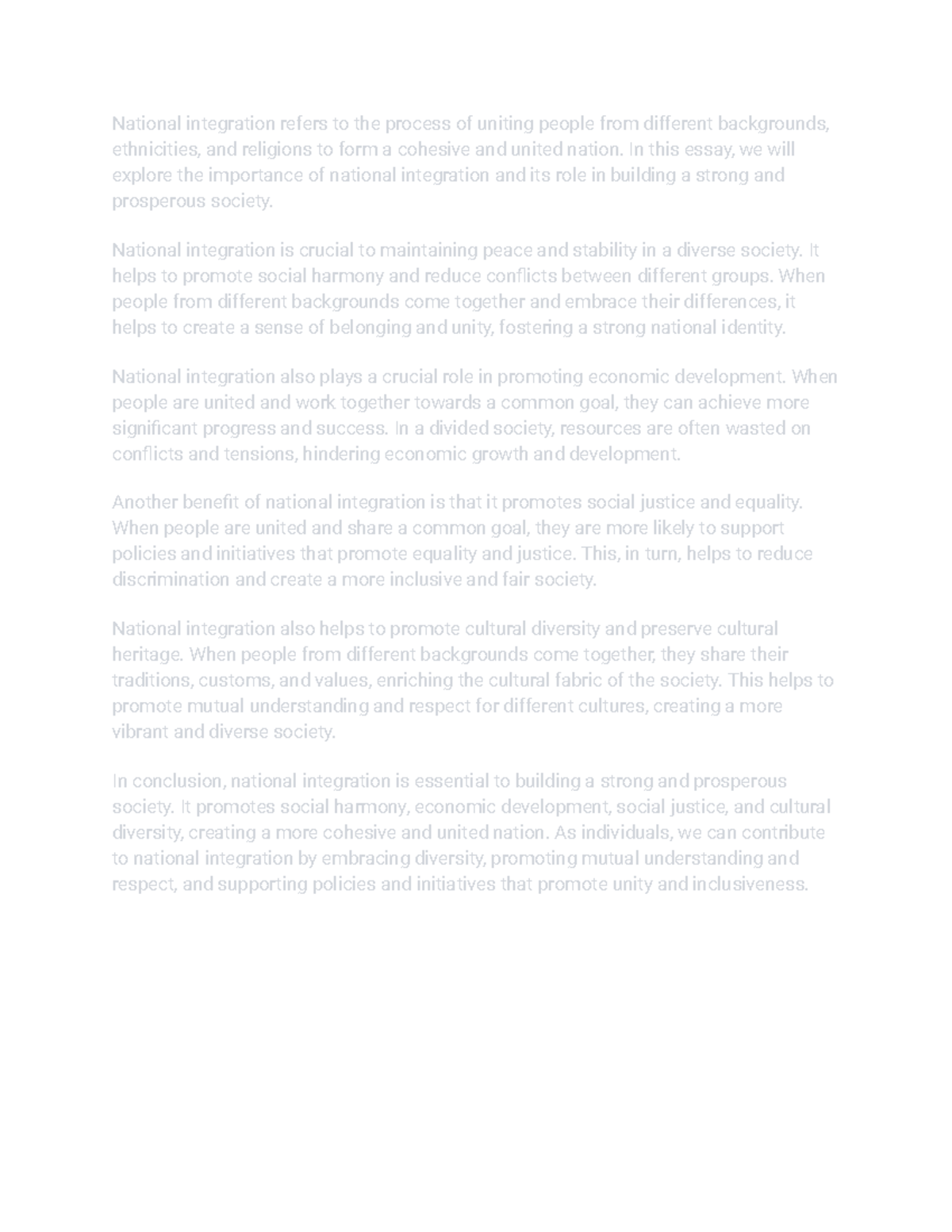 Untitled document 22 - Essay - National integration refers to the ...