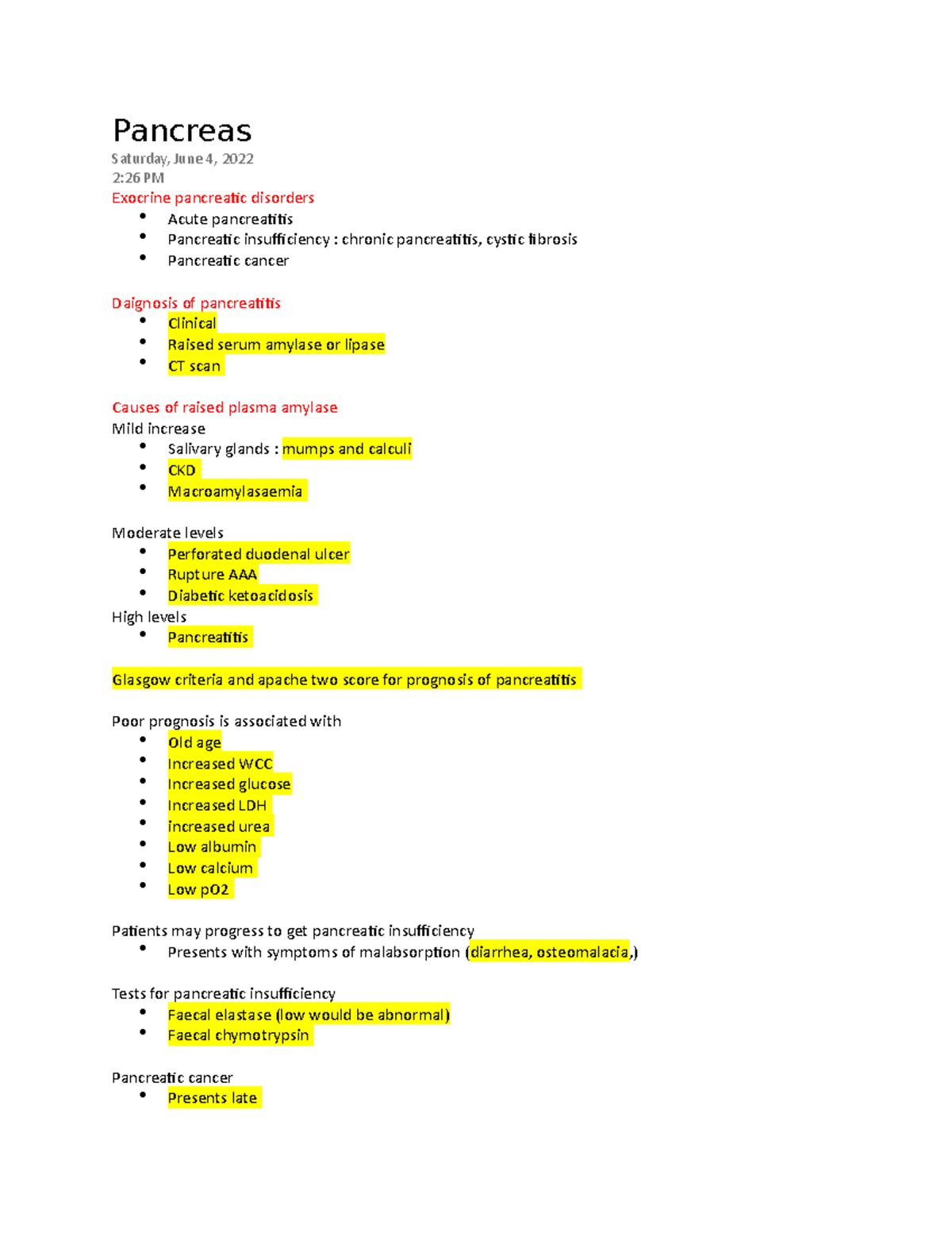 Pancreas biochem - Pancreas Saturday, June 4, 2022 2:26 PM Exocrine ...