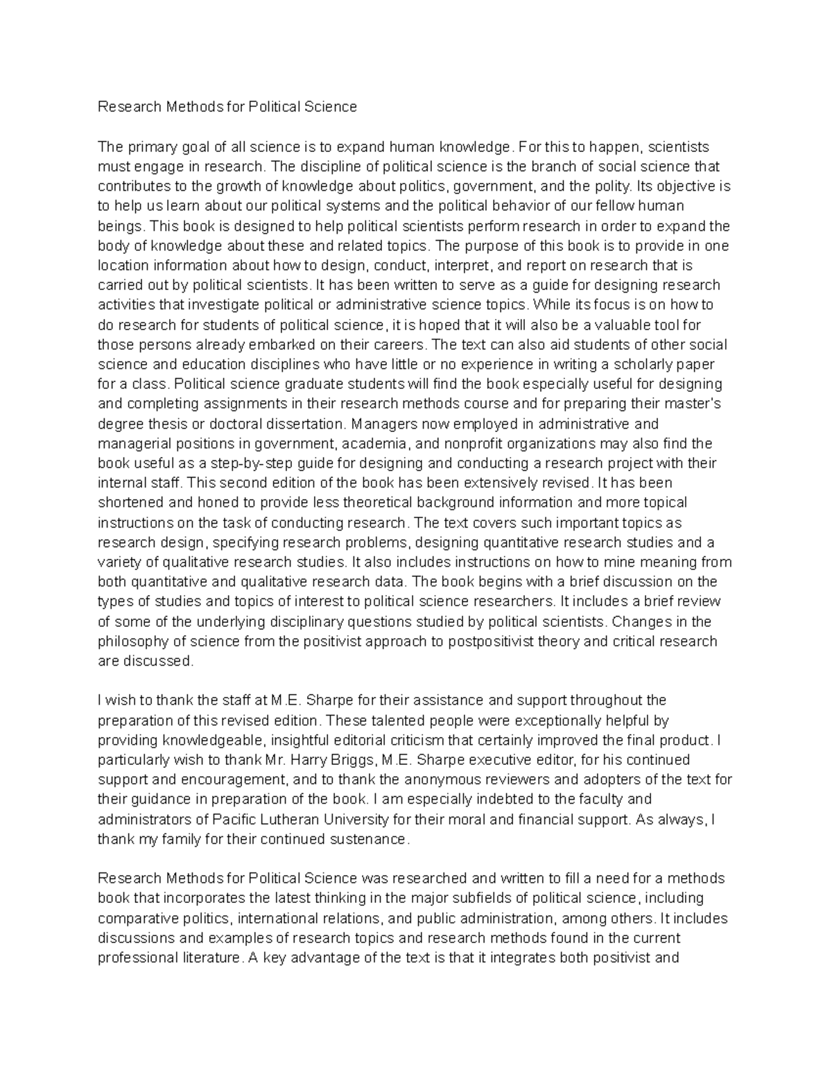 Research Methods for Political Science - For this to happen, scientists ...