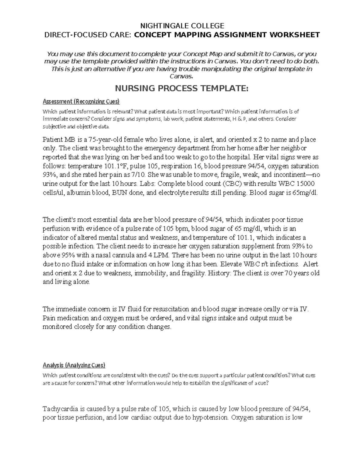 Concept Map Template #2 - DIRECT-FOCUSED CARE: CONCEPT MAPPING ...