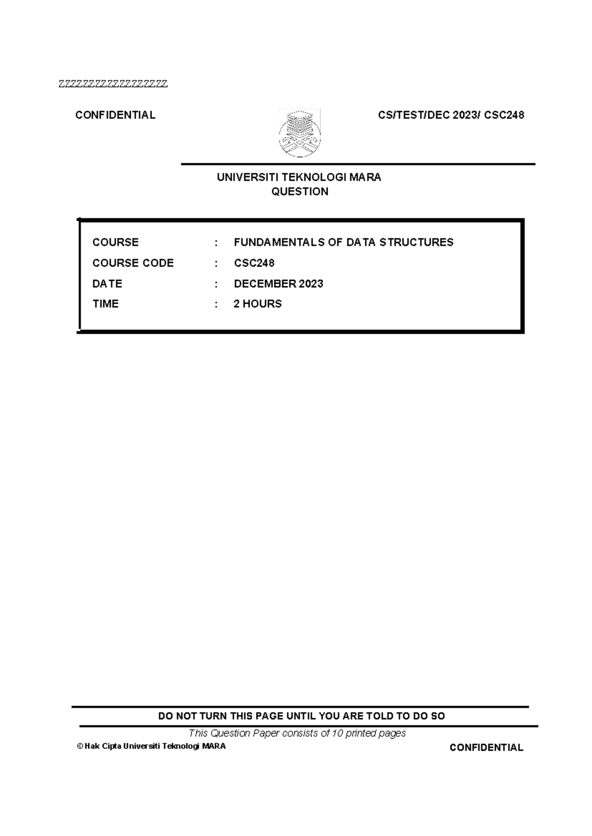 Okt 2023 - practical test csc248 - ZZZZZZZZZZZZZZZZZZ CONFIDENTIAL CS ...