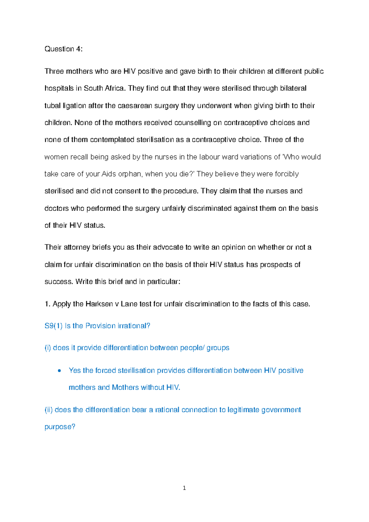 Revision Questions PDF - Question 4: Three mothers who are HIV positive ...