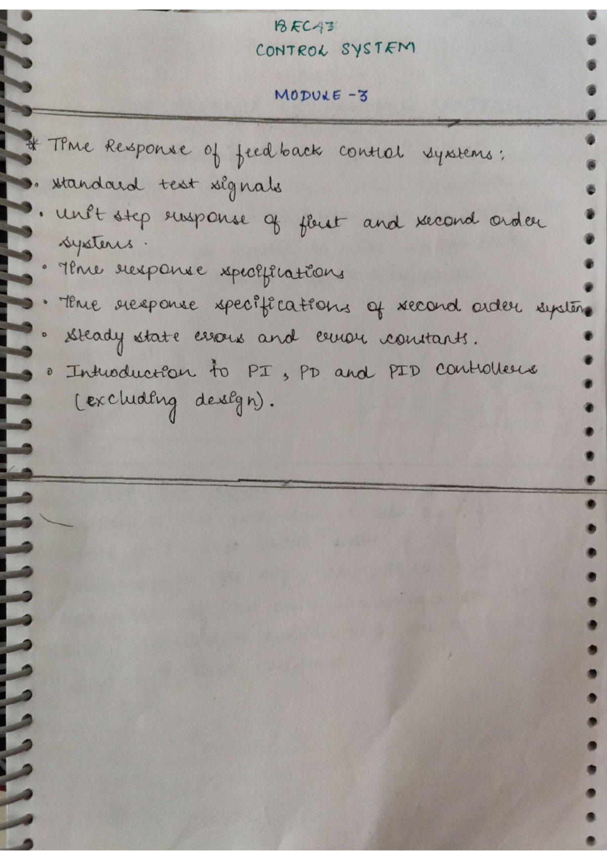 Module 3-2 - Full notes - 18 ECA3 CONTROL SYSTEM MODULE Time Response ...