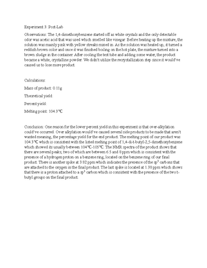 Chem 332L Exp 5 - Prelabs for orgo 2 - Experiment 5 – Sodium Borohydride Reduction University of ...